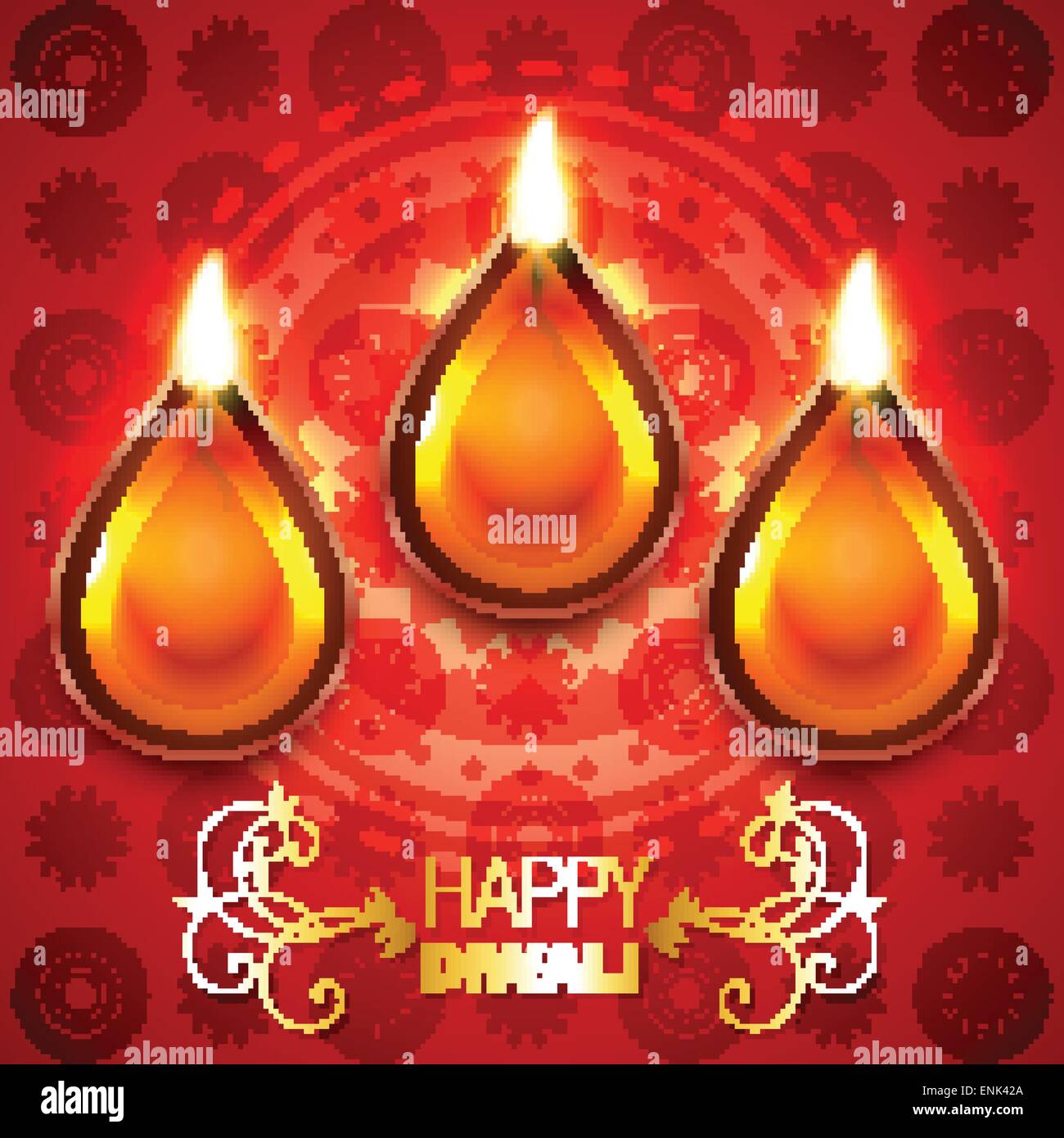 stylish vector diya on artistic background illustration Stock Vector ...