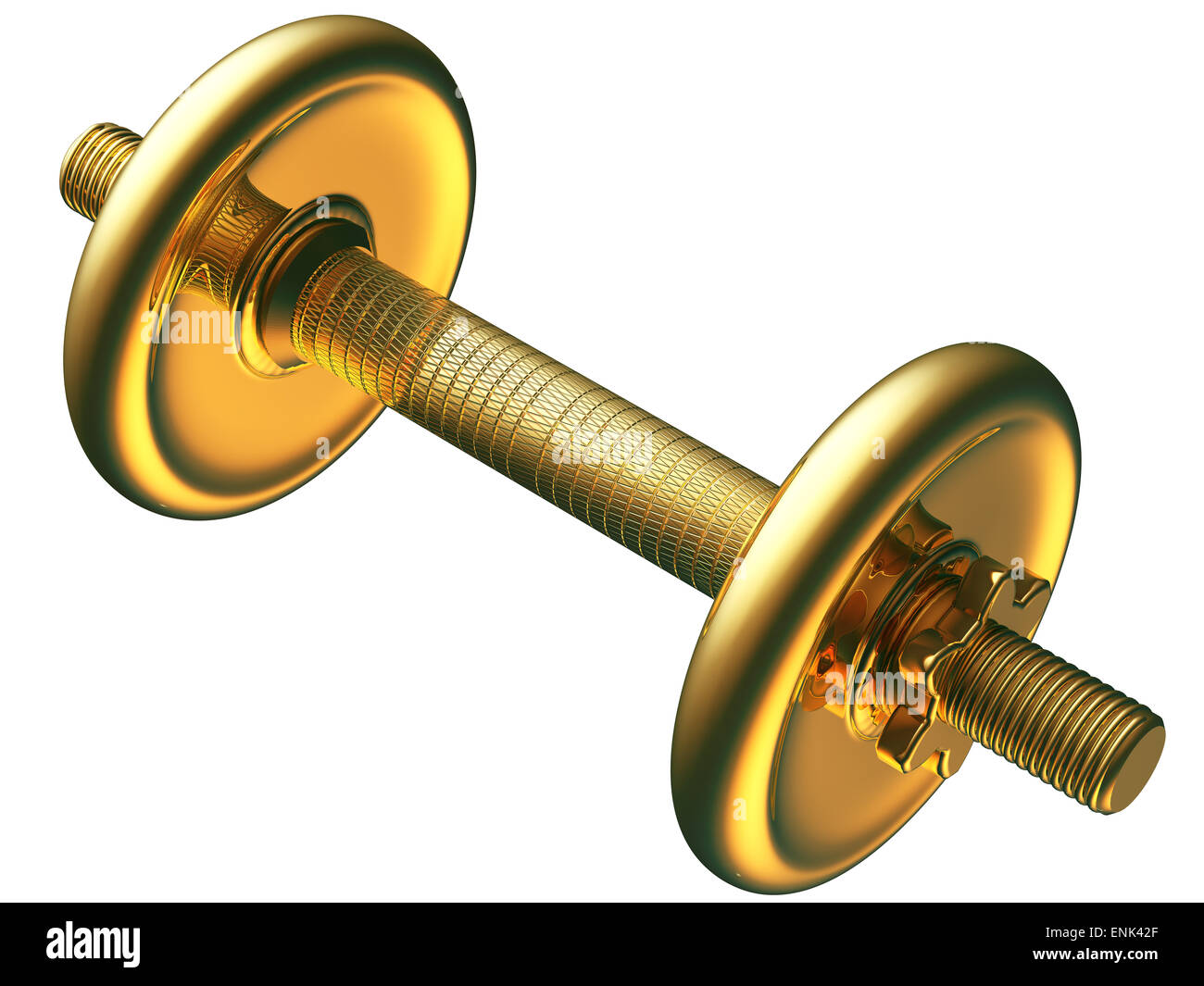 gold weight to exercise 3D rendering with clipping path Stock Photo - Alamy