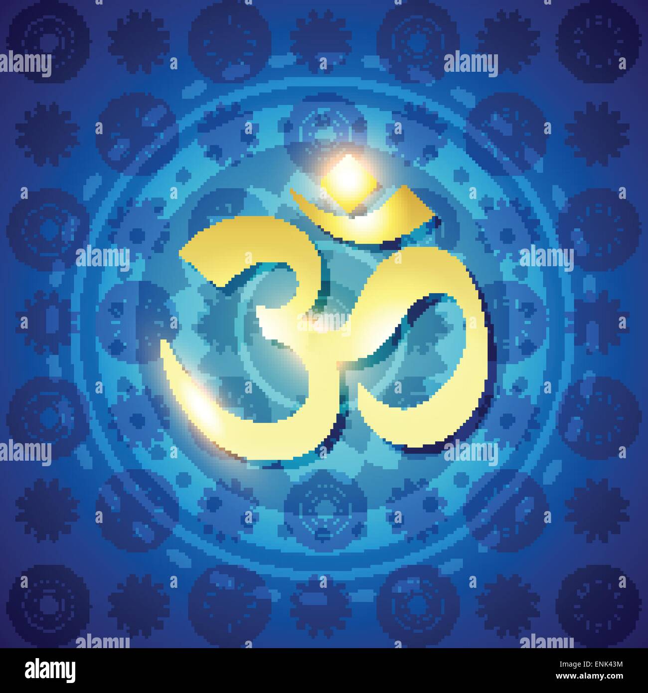 shiny vector golden om text on blue background Stock Vector Image & Art ...