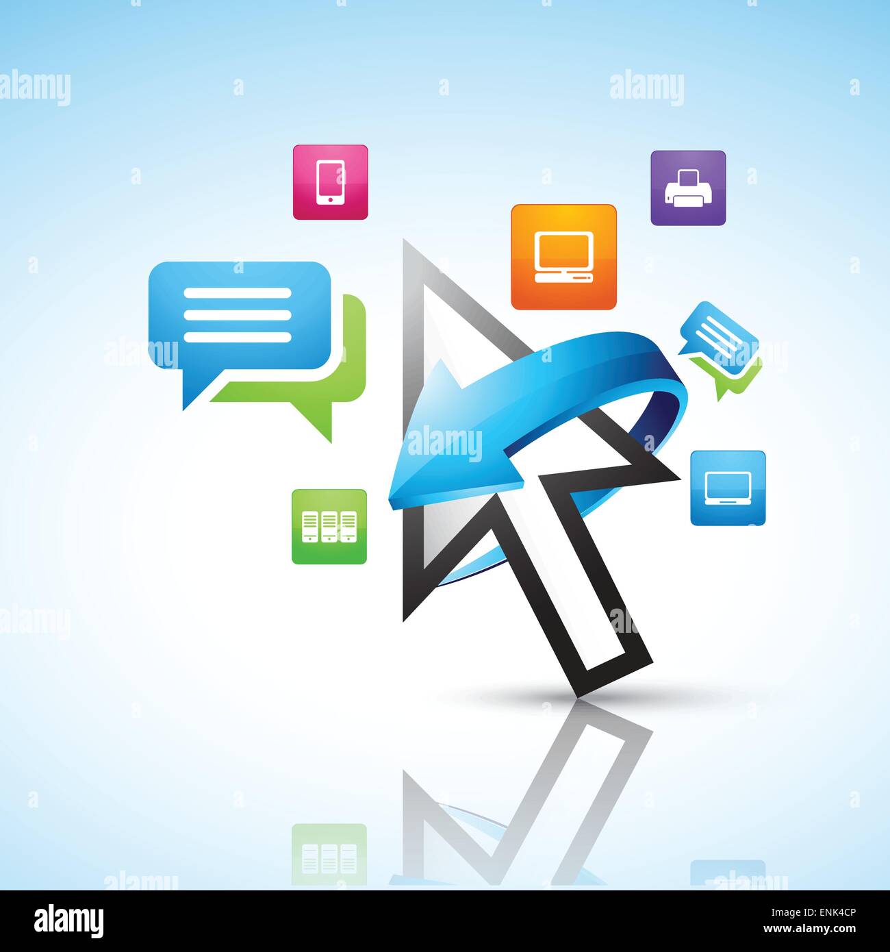 vector social media icons with mouse pointer Stock Vector Image & Art ...