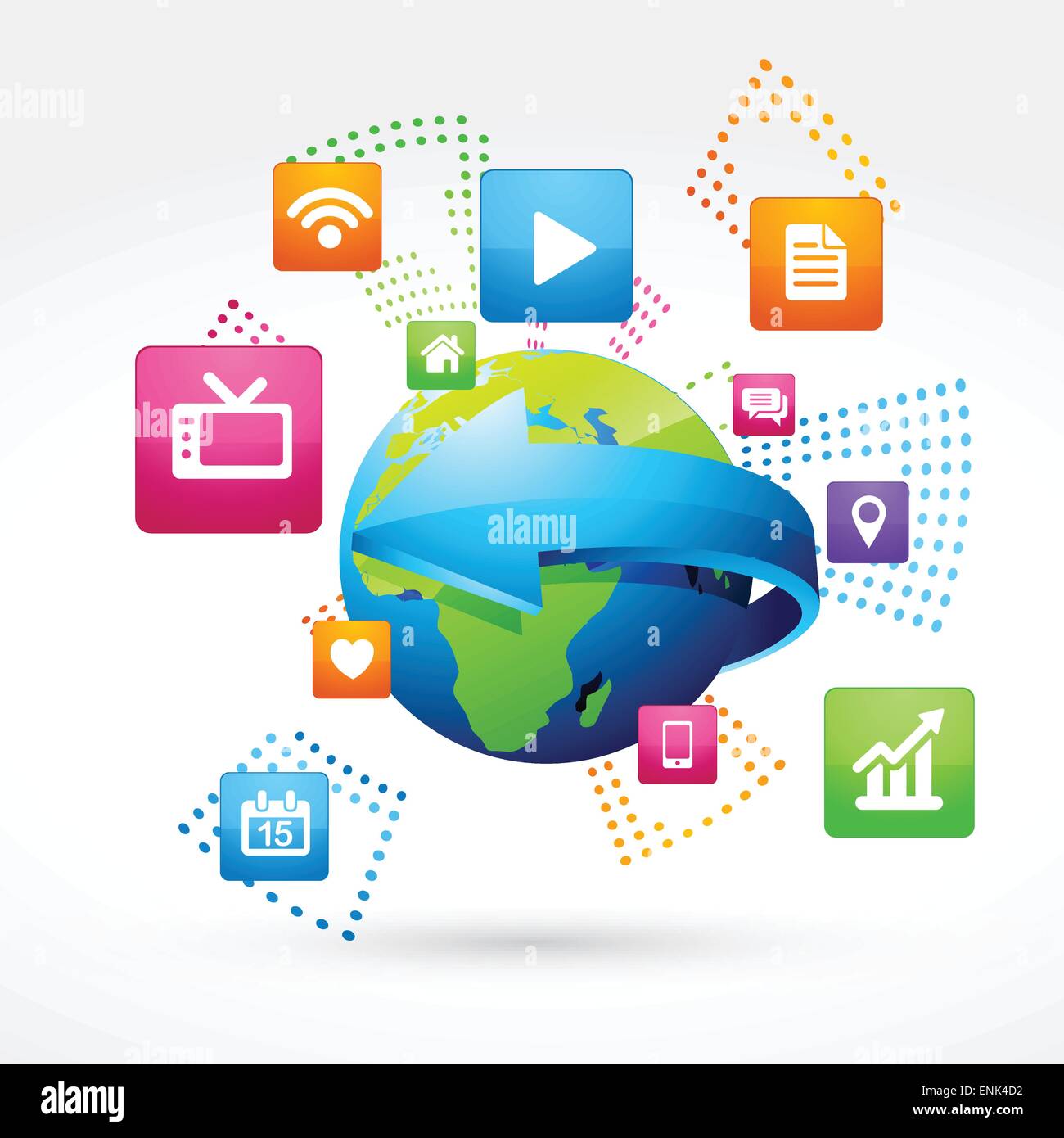 vector earth with social icons Stock Vector Image & Art - Alamy