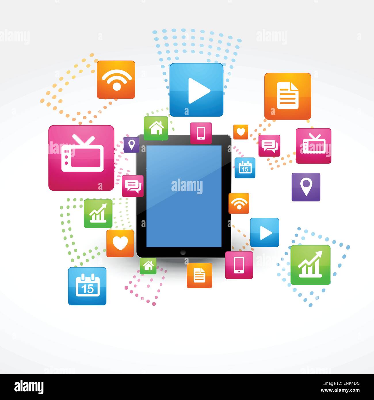 Social media icons tablet display Stock Vector Images - Alamy