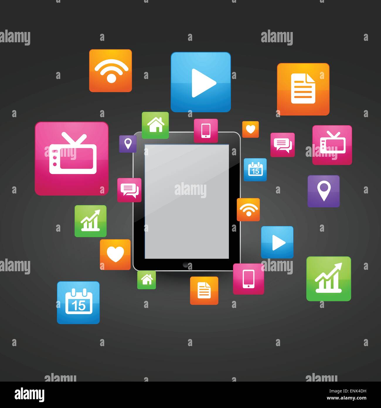 vector smart tablet with social media icons Stock Vector Image & Art ...