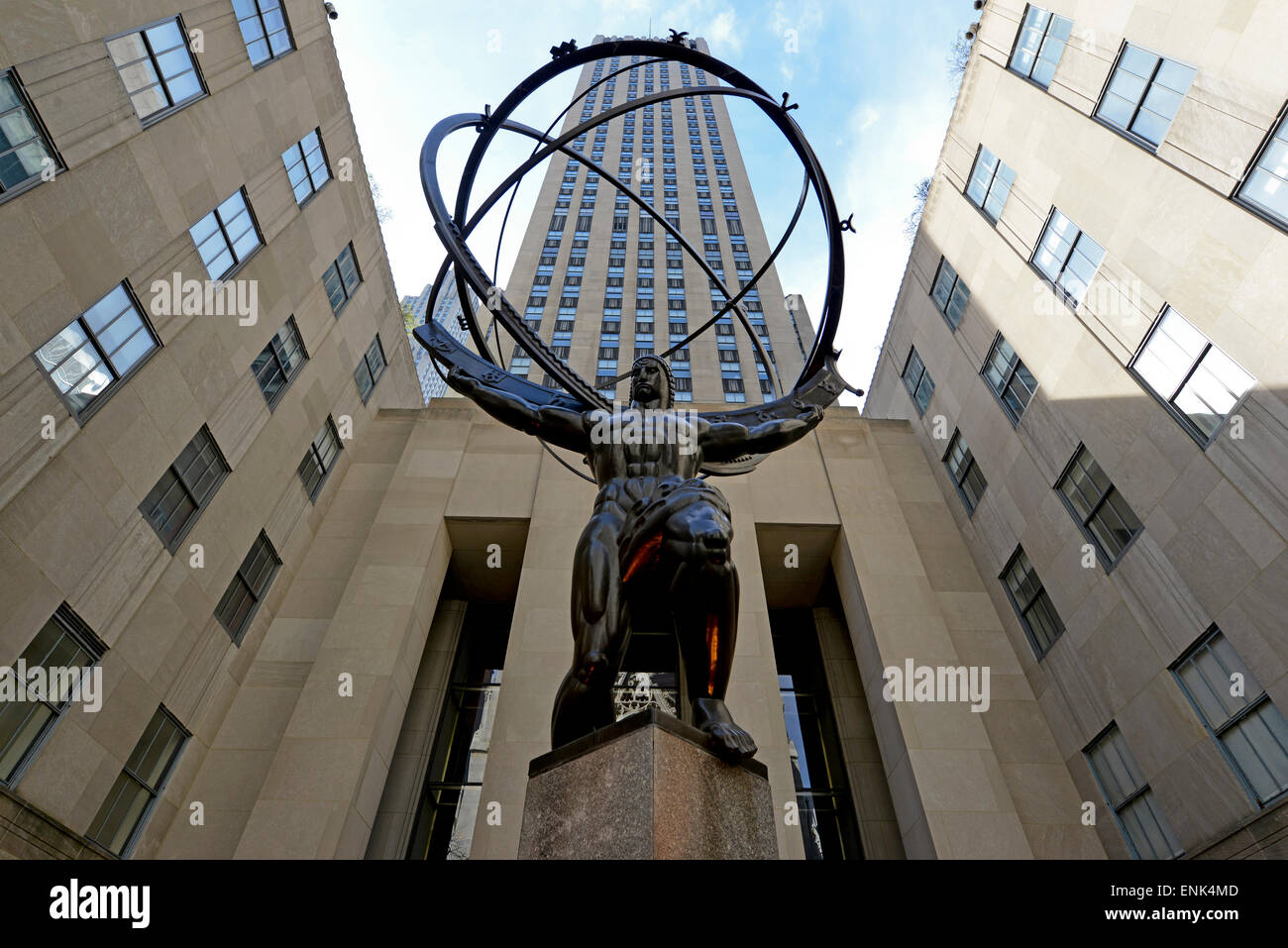 Kneeling Bronze Statue of Ancient Greek Titan Atlas in Rockefeller ...