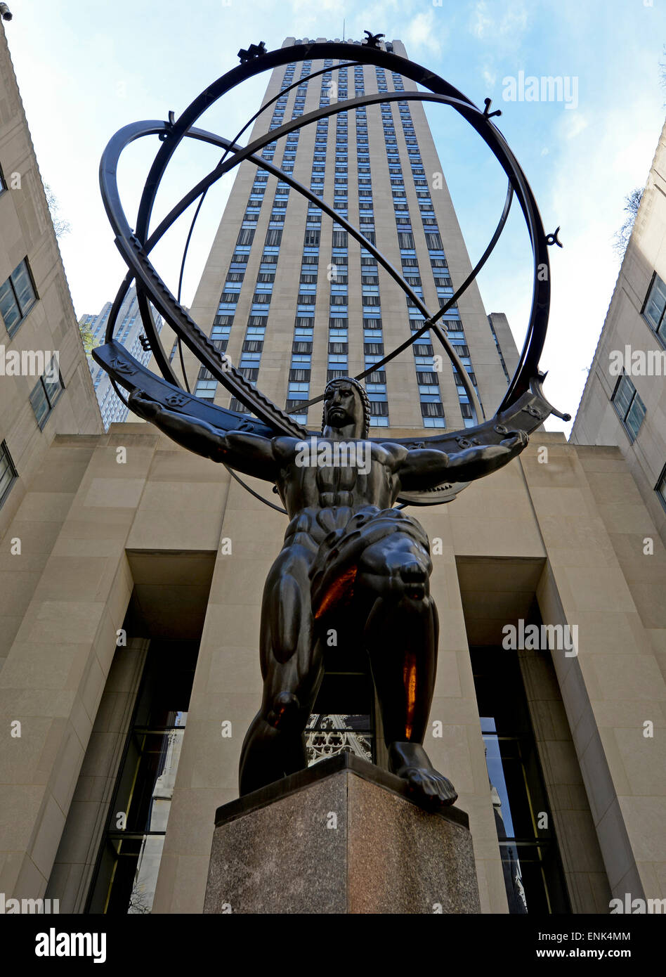 Kneeling Bronze Statue of Ancient Greek Titan Atlas in Rockefeller ...