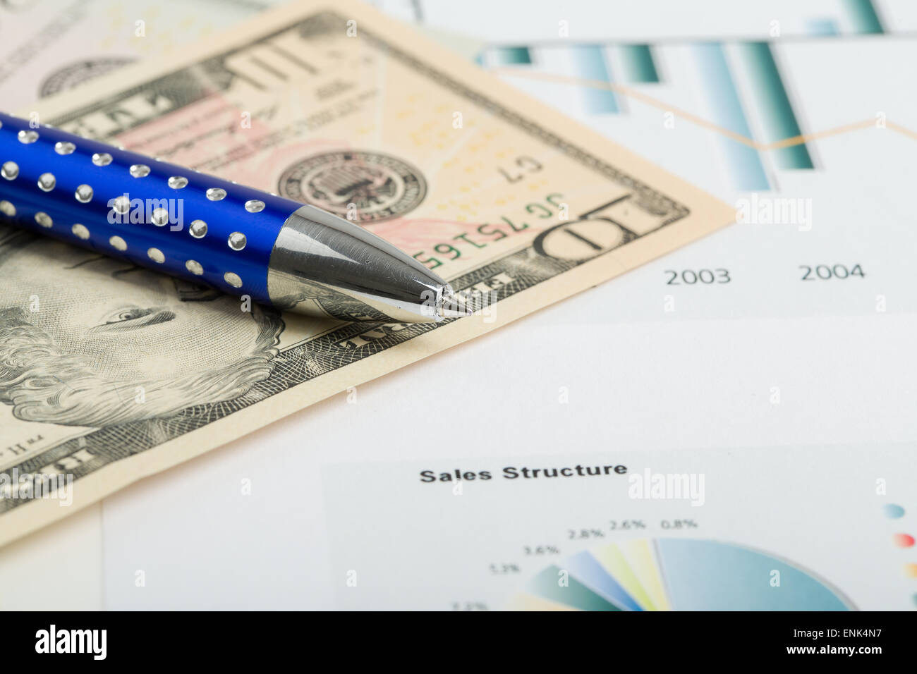 USA dollar money banknotes and pen, money concept, business workplace ...