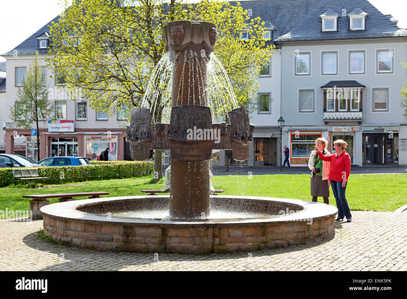 history fountain, Olpe, Sauerland, North Rhine-Westfalia, Germany Stock ...