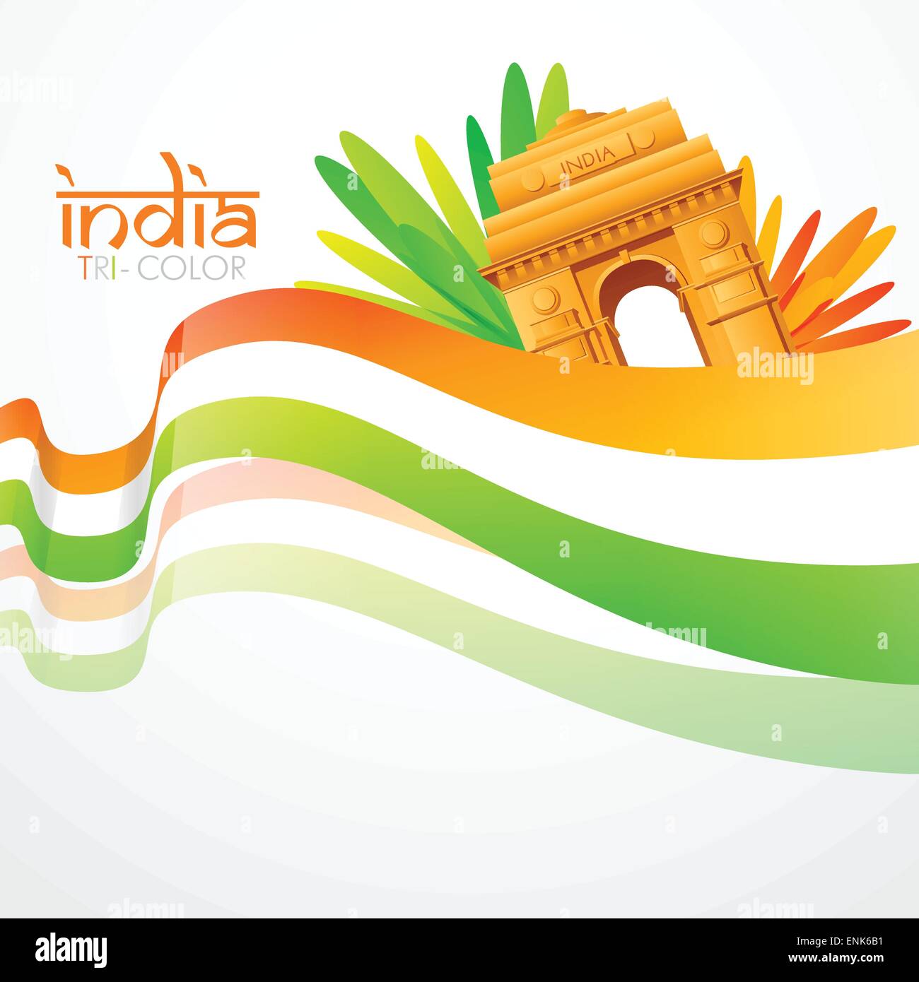 vector wave style indian flag with india gate Stock Vector Image & Art ...