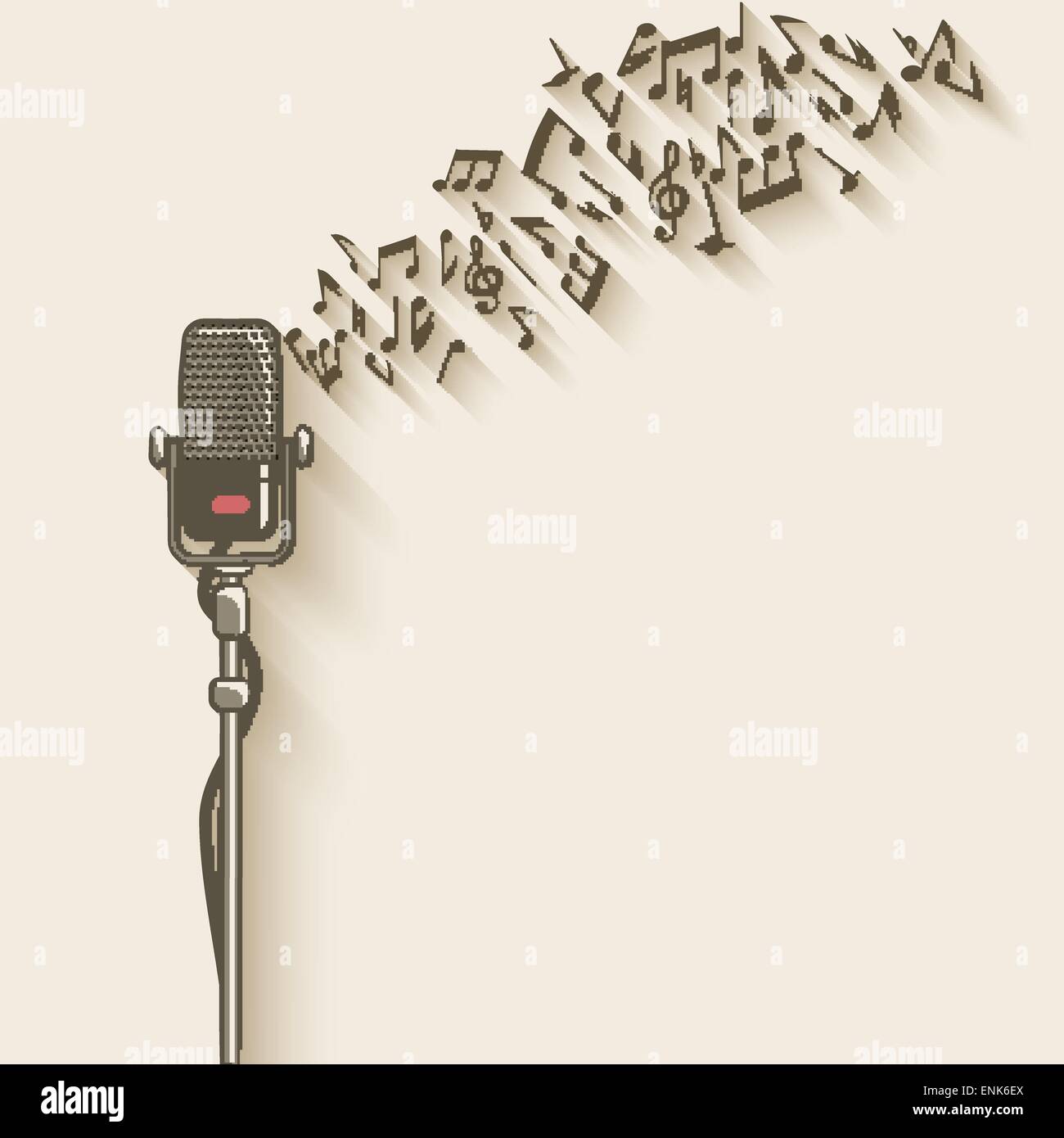 Illustration musical notes microphone Stock Vector Images - Alamy