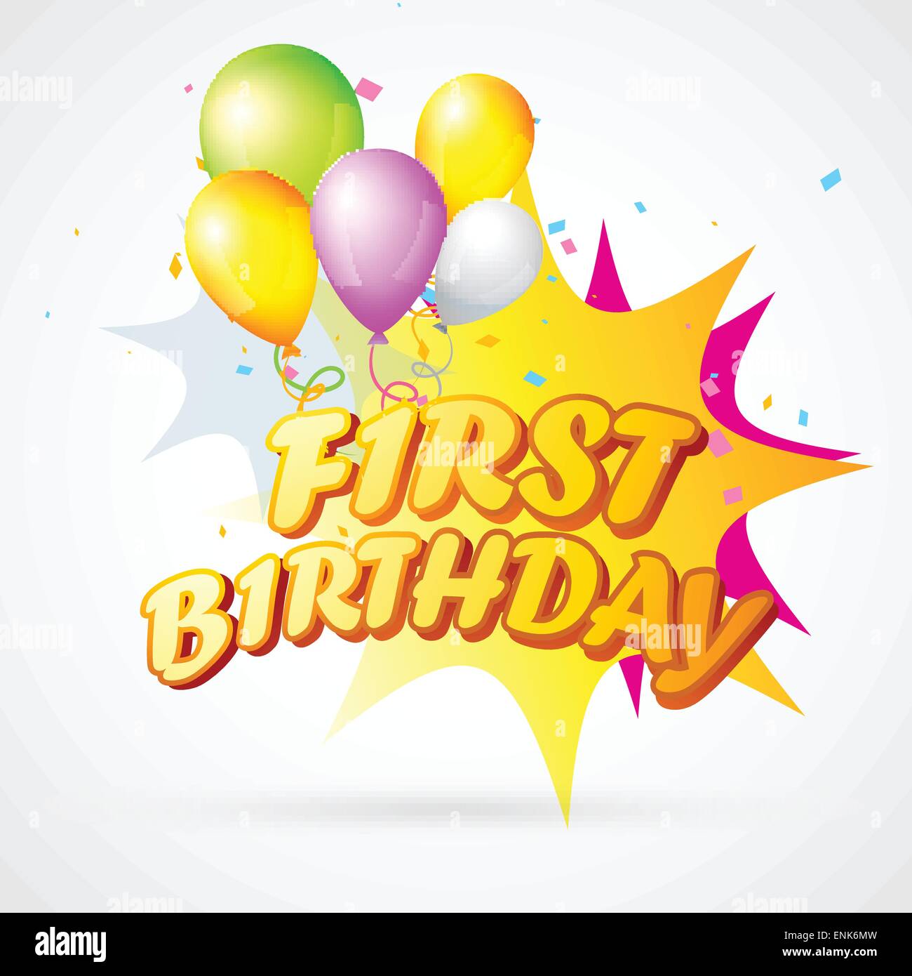 vector illustration of first birthday blast Stock Vector Image & Art ...
