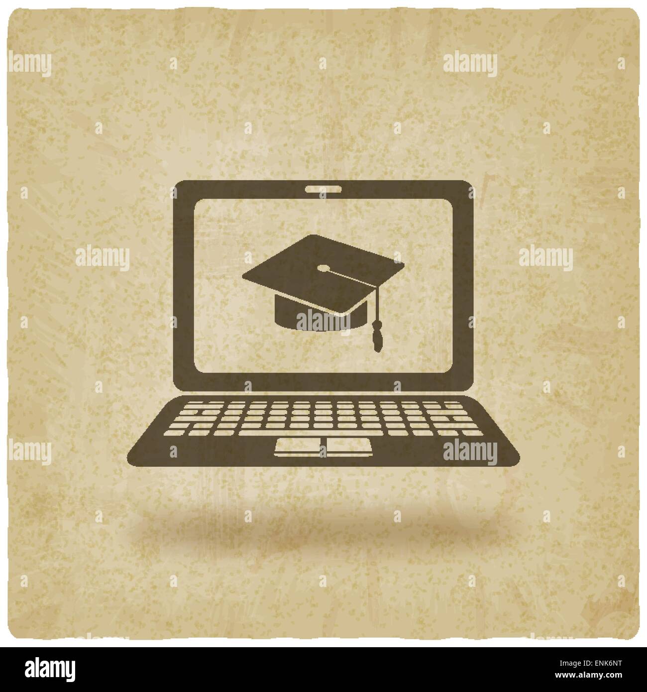 distance online learning symbol old background - vector illustration ...