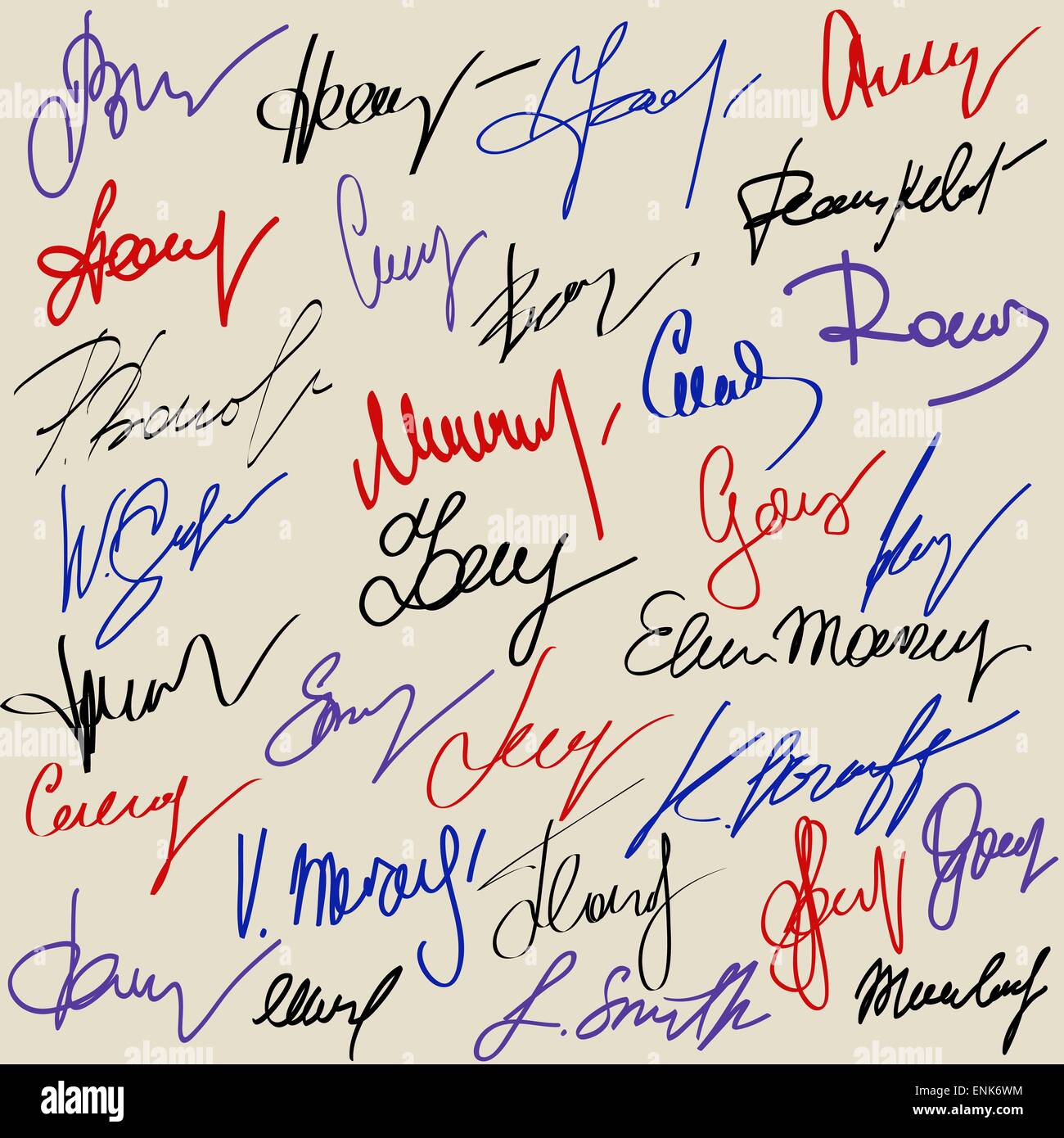 Hand signature set - vector illustration. eps 8 Stock Vector Image ...