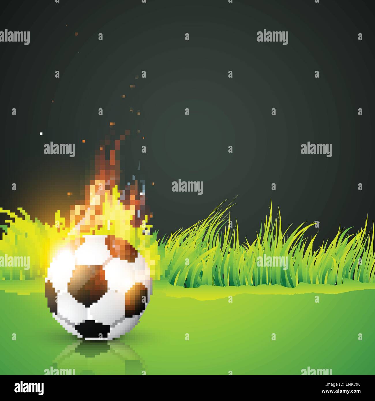 vector burning football on the grass background Stock Vector Image ...