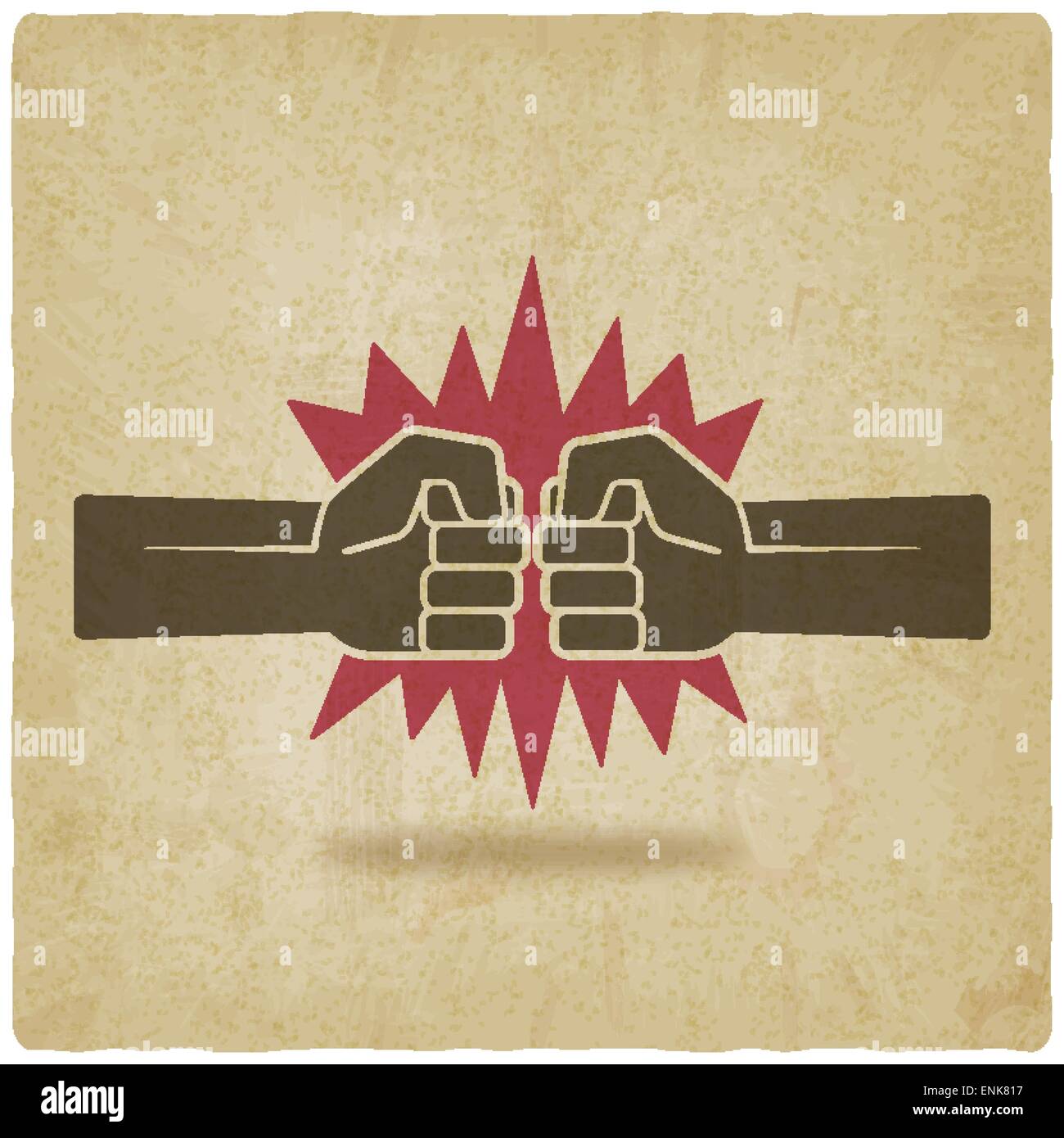 punch fists fight symbol old background - vector illustration. eps 10 ...