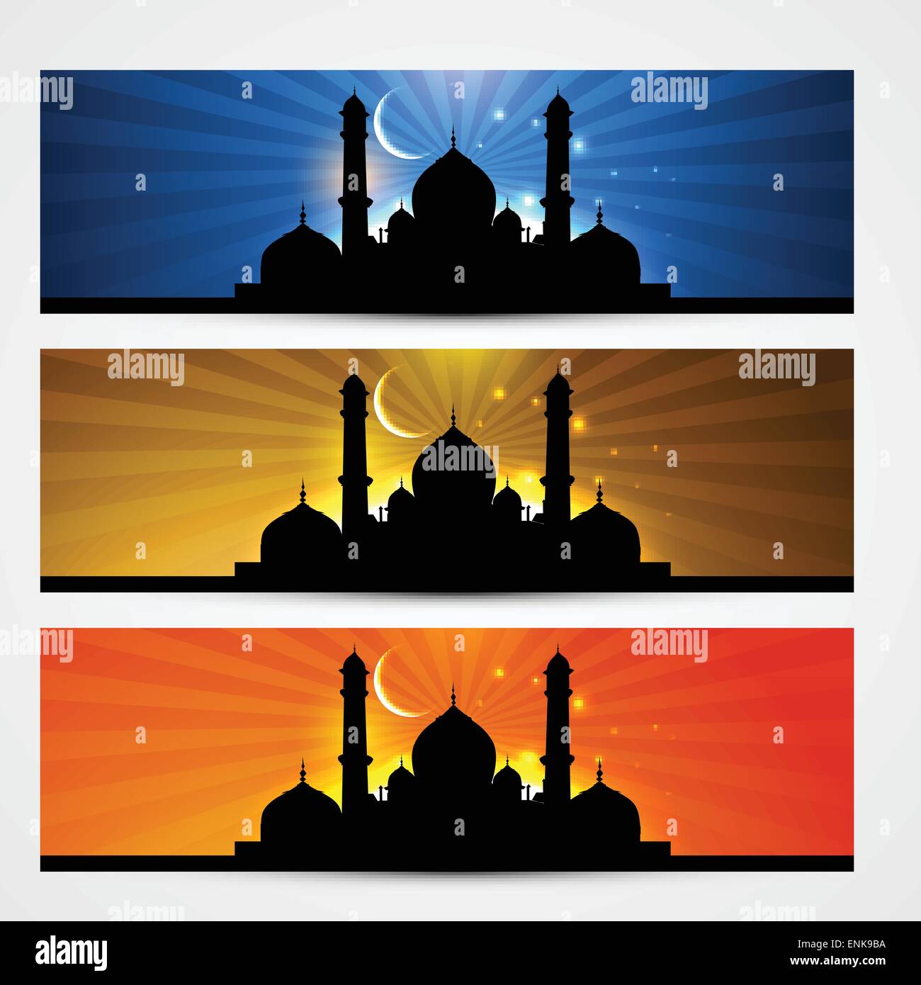 colorful set of ramadan kareem and eid headers Stock Vector Image & Art ...