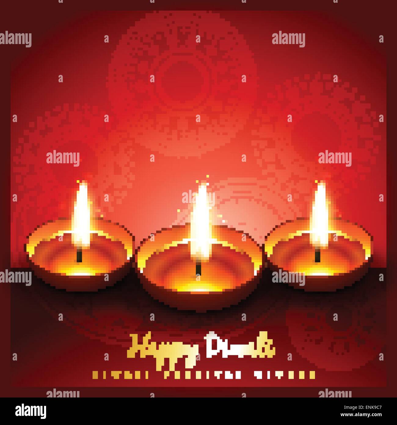 beautiful stylish diwali diya on red background Stock Vector Image ...