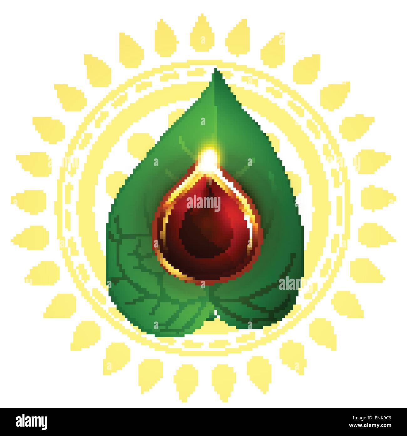vector dwali diya on pan leaf Stock Vector Image & Art - Alamy