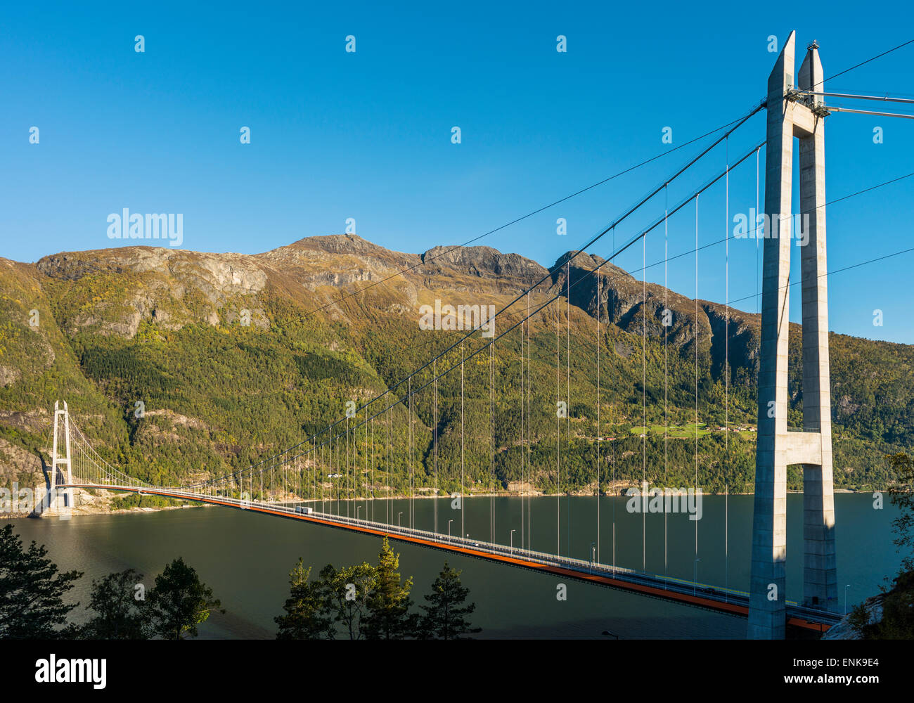 The Hardanger Bridge (Hardangerbrua) over the Hardangerfjord, Norway ...