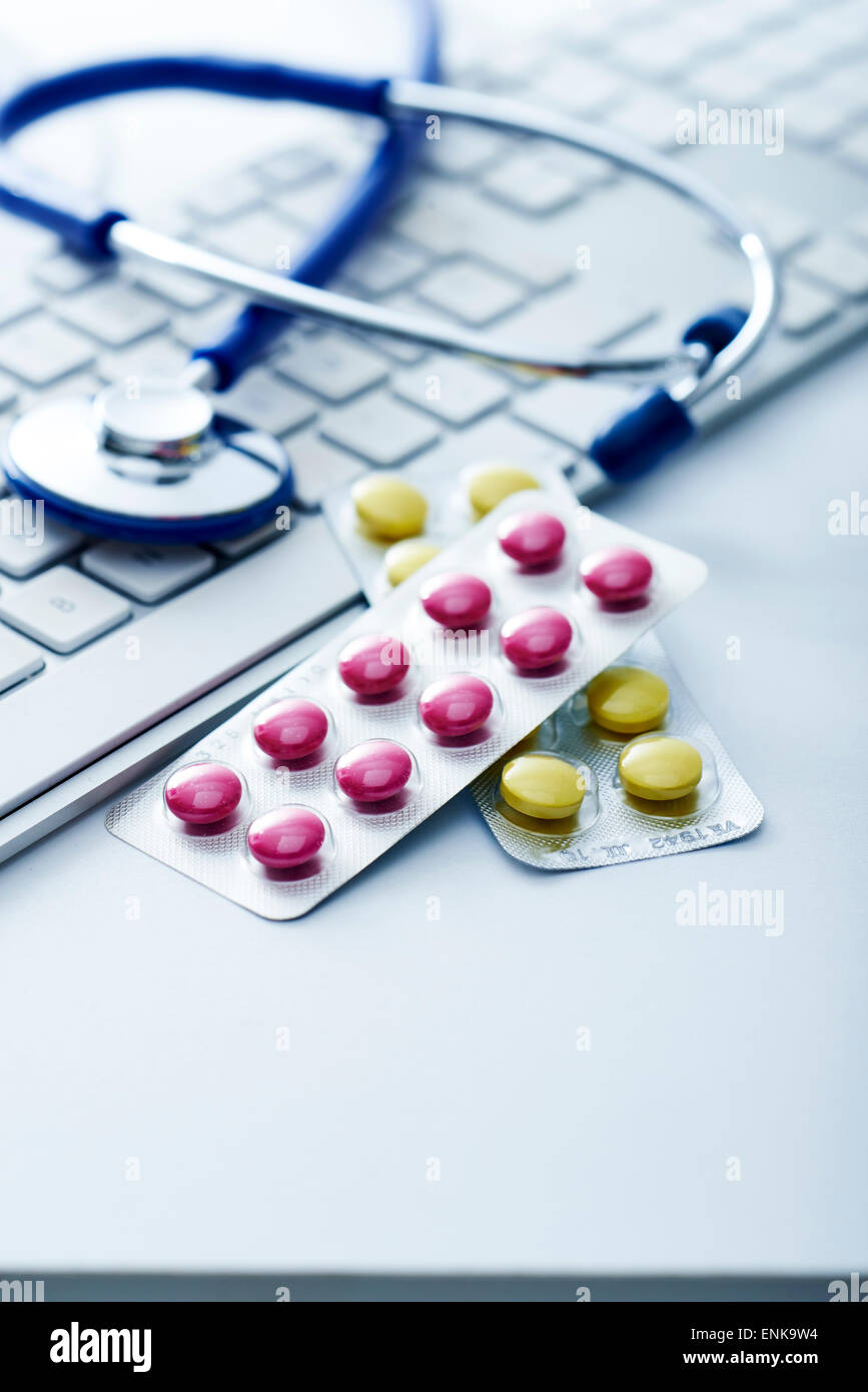 Telehealth computer keyboard stethoscope hi-res stock photography and ...