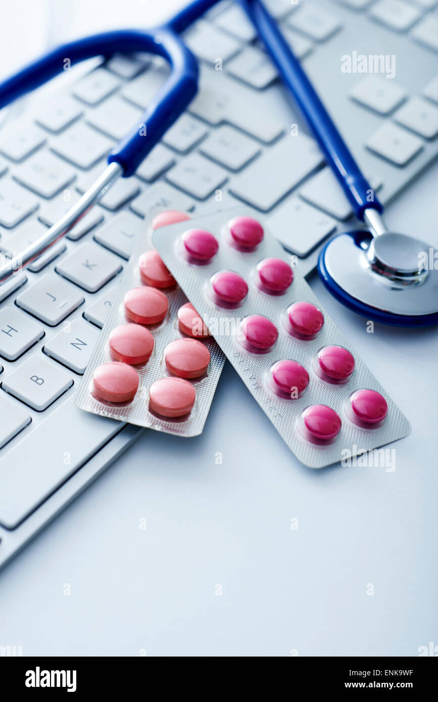 Telehealth computer keyboard stethoscope hi-res stock photography and ...