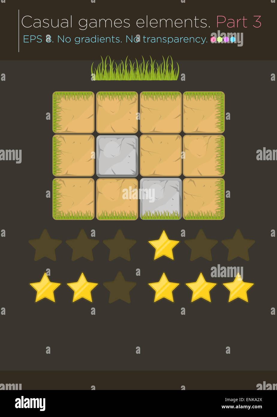 Vector design elements for casual games, stars, and backgrounds Stock ...