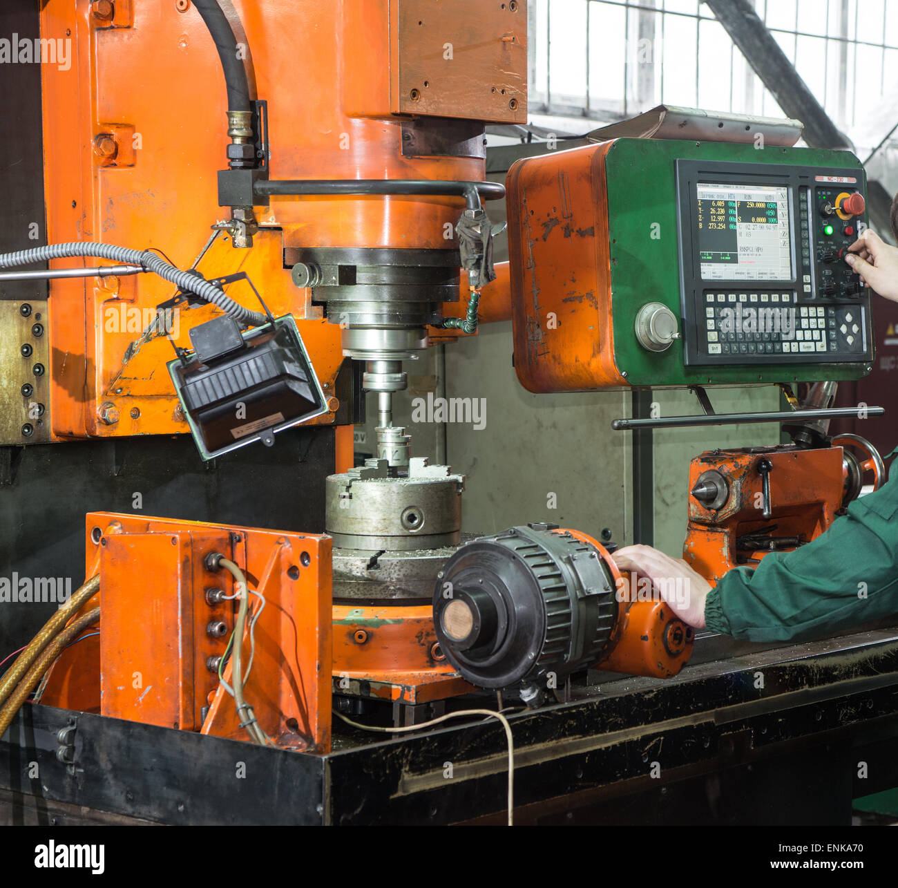 Facing operation of a metal blank on turning machine with cutting tool ...