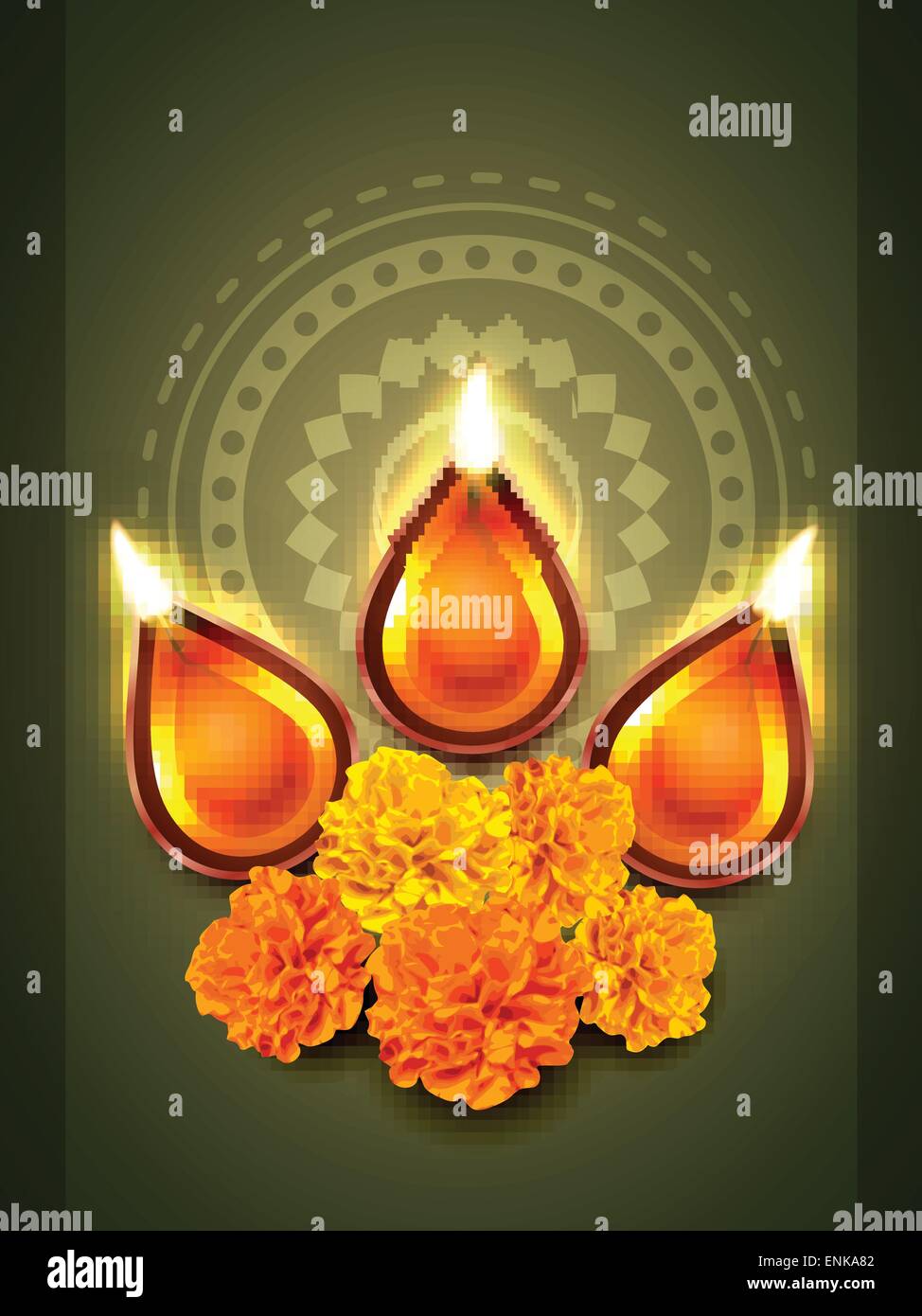 vector diwali diya festival with flowers Stock Vector Image & Art - Alamy