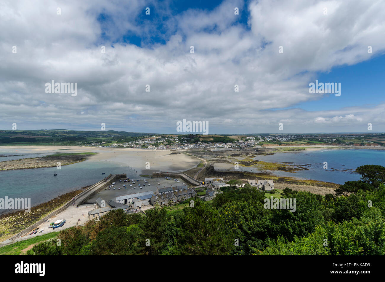 A view of Marazion Bay from the castle at the top of St Michael's Mount ...