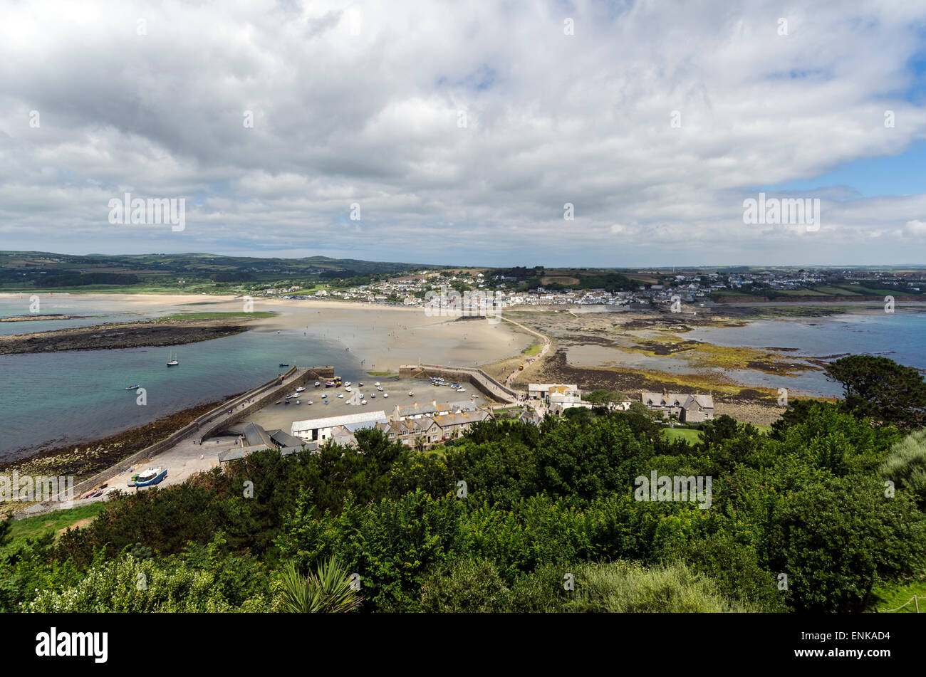 A view of Marazion Bay from the castle at the top of St Michael's Mount ...
