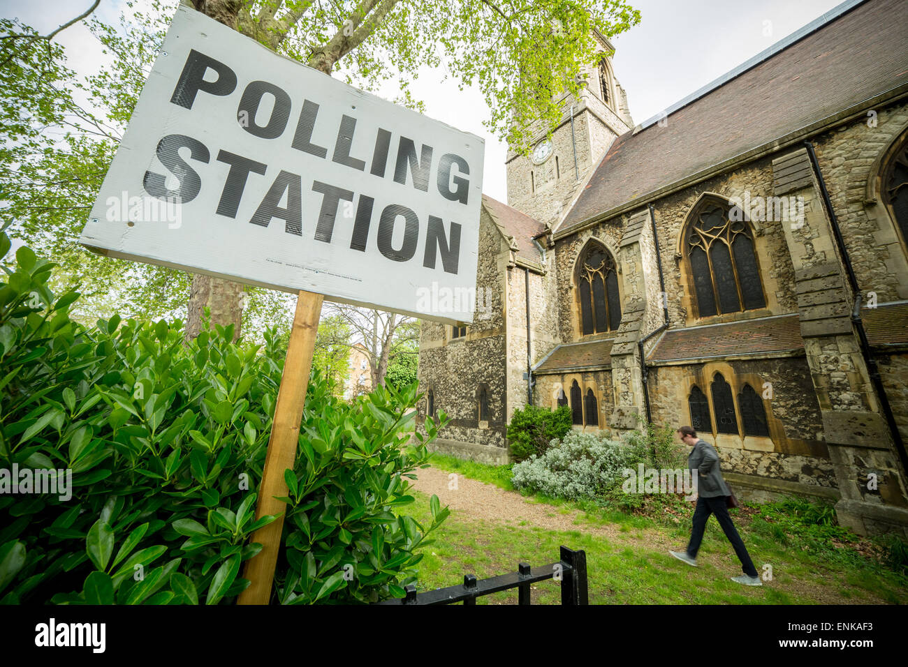 London, UK. 7th May, 2015. Polling Station at St. Peter's Church ...