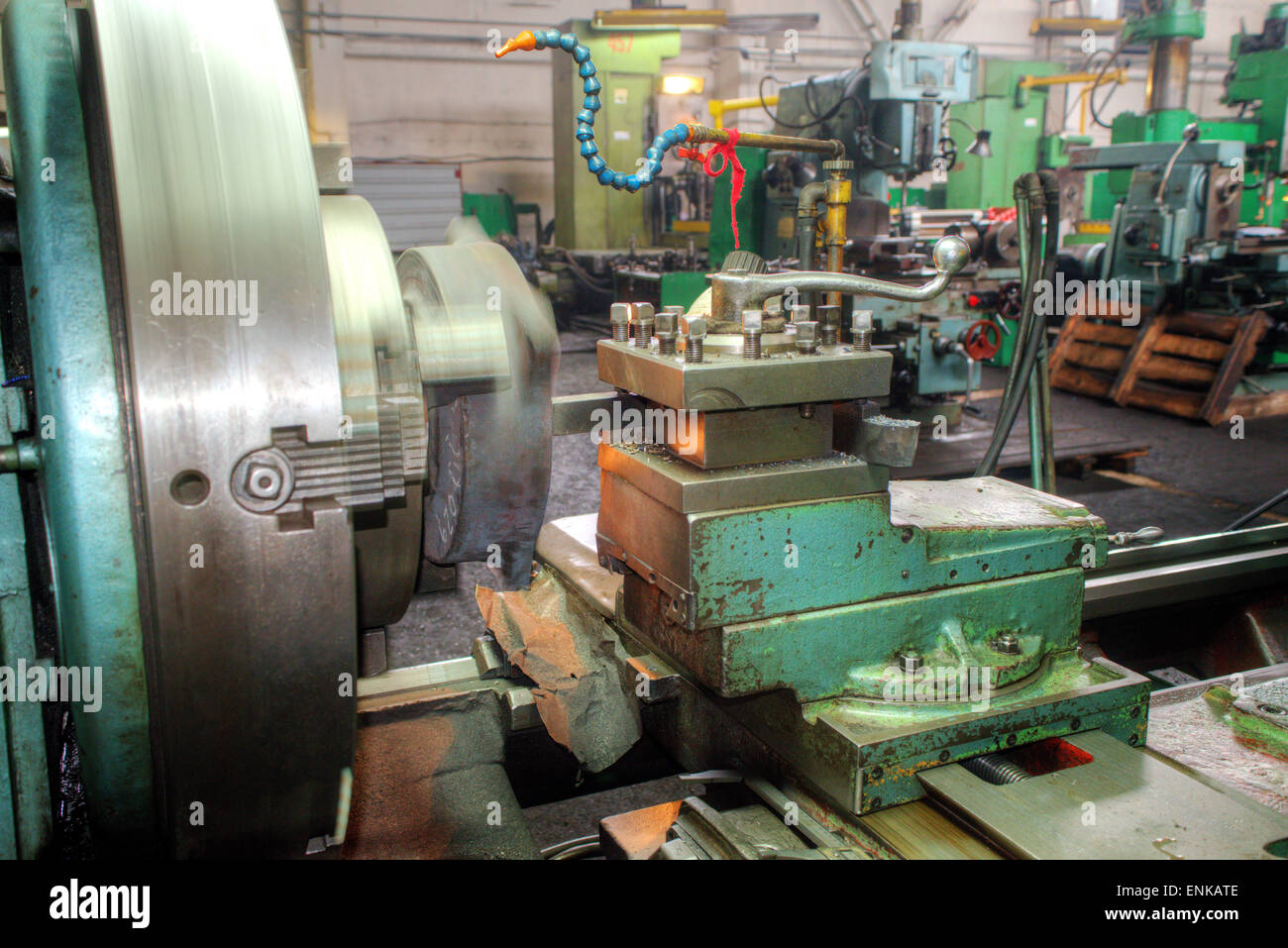 Facing operation of a metal blank on turning machine with cutting tool ...