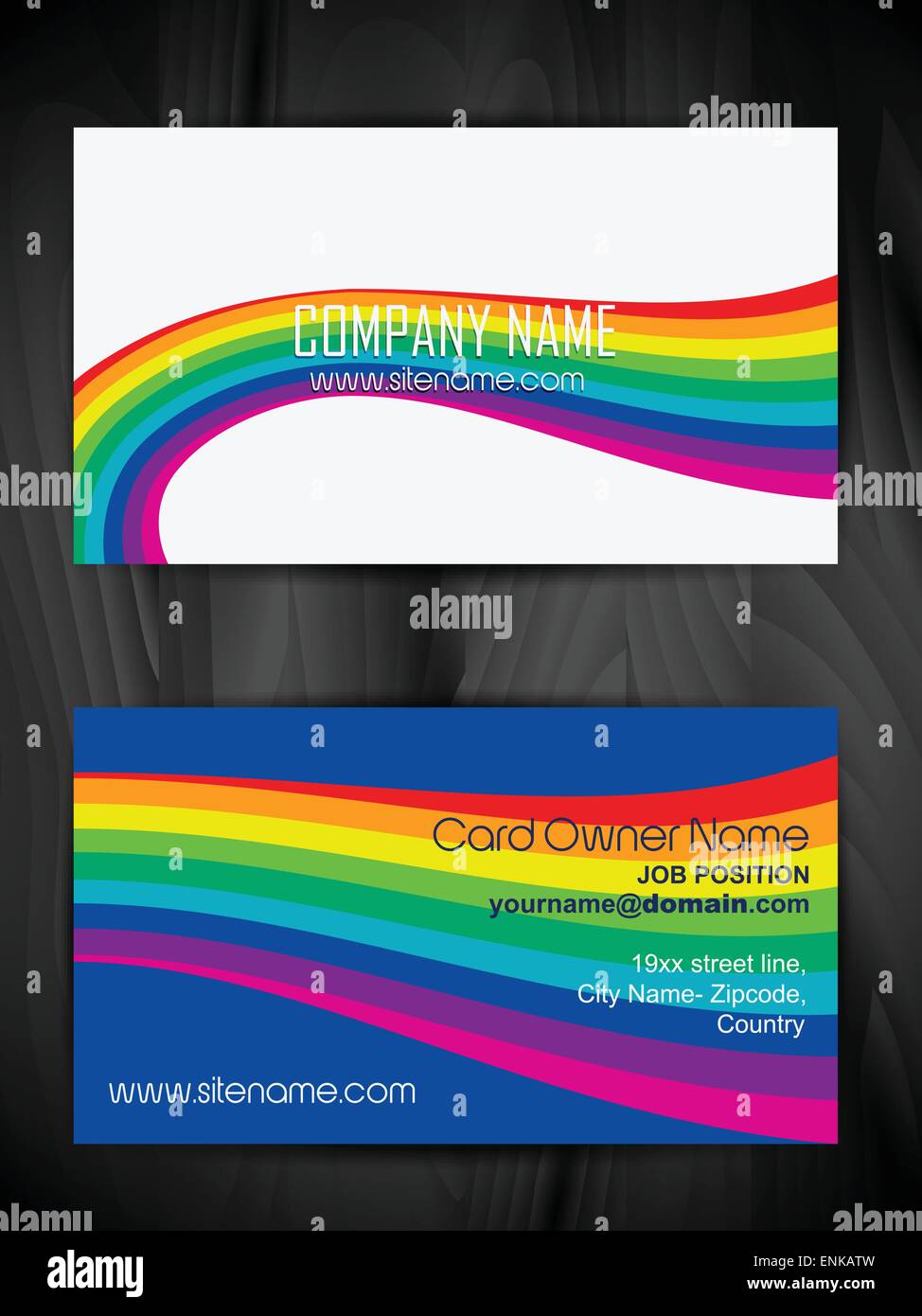 vector colorful wave style business card design Stock Vector Image ...