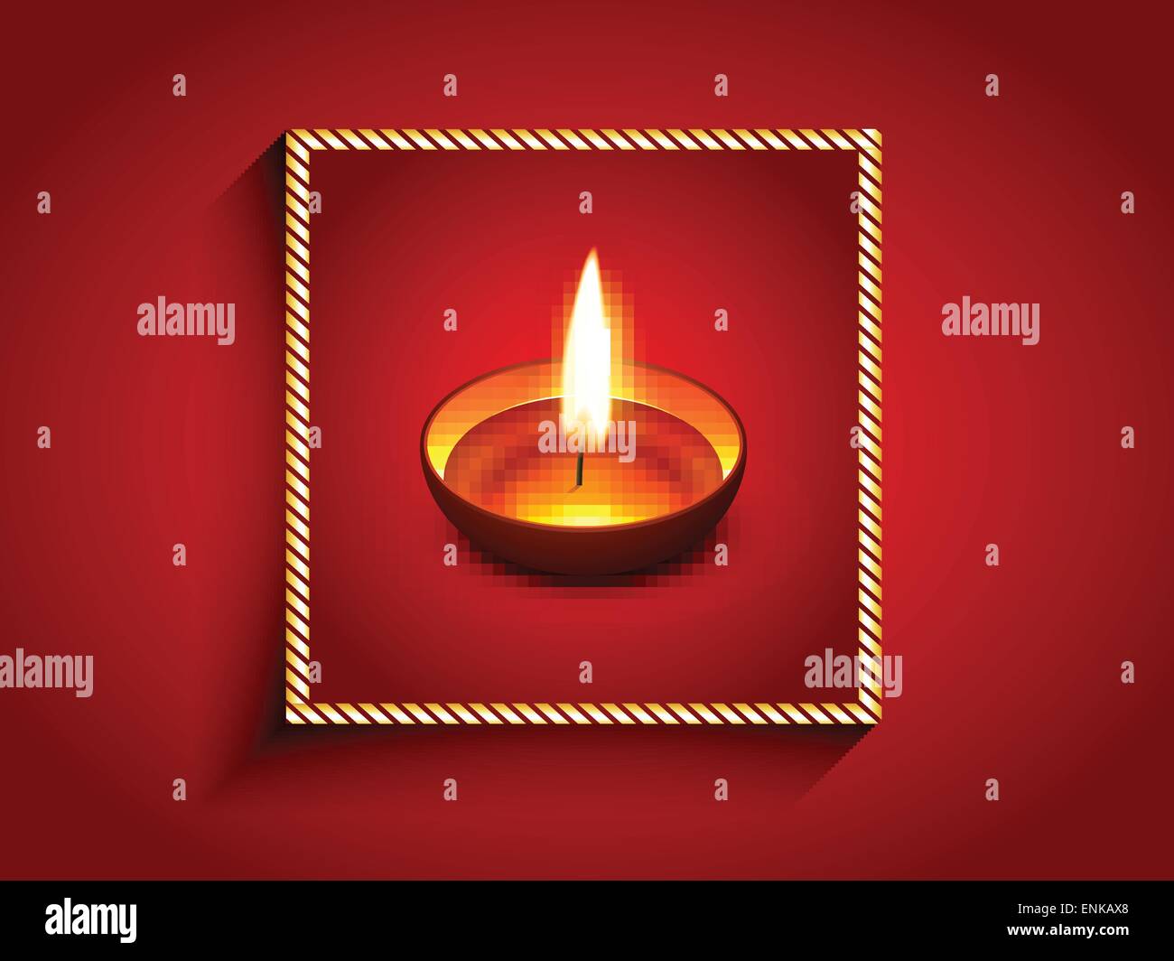 elegant diwali diya enclosed on golden frame Stock Vector Image & Art ...