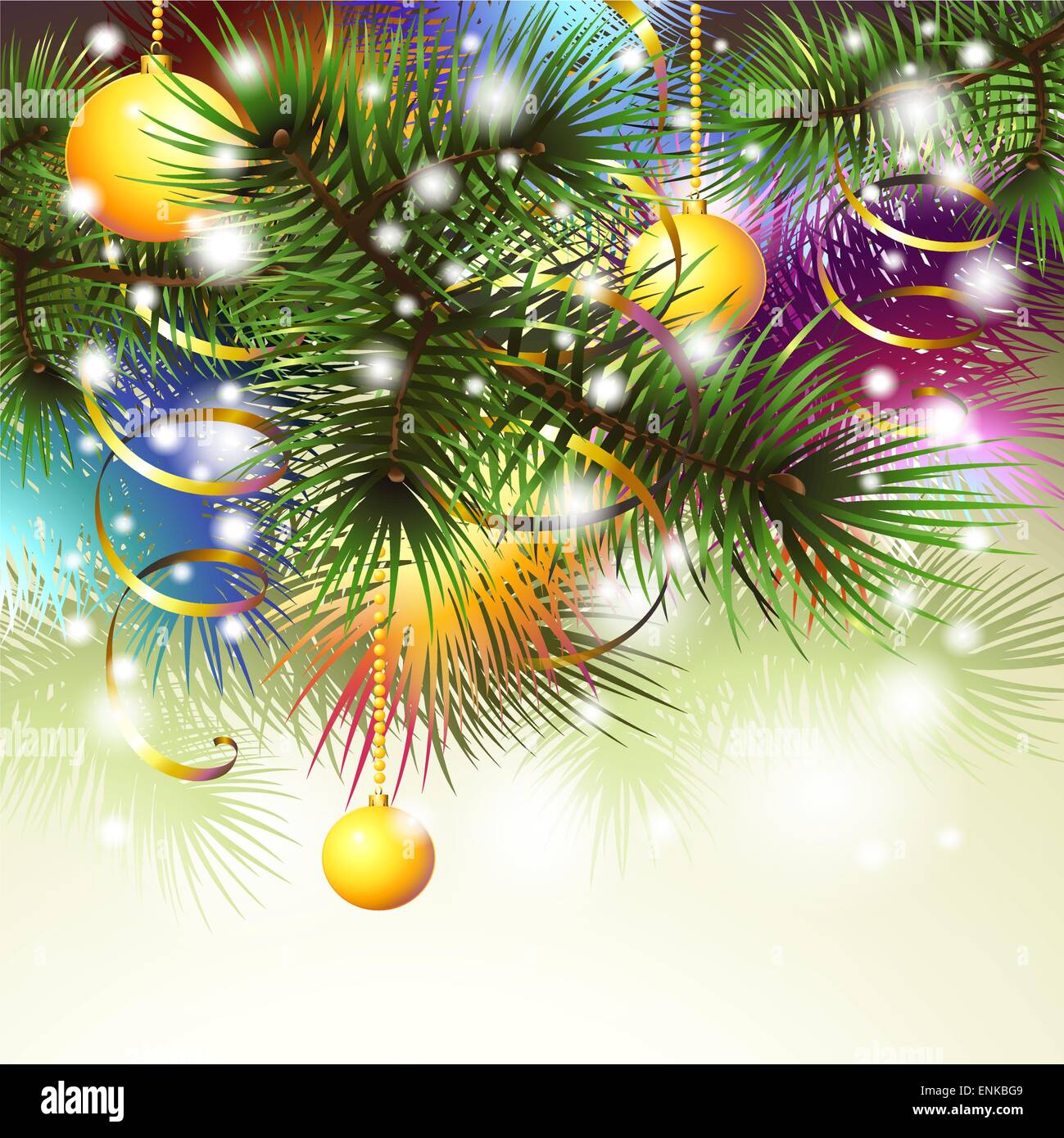 Christmas tree branches border decorations Stock Vector Images - Alamy