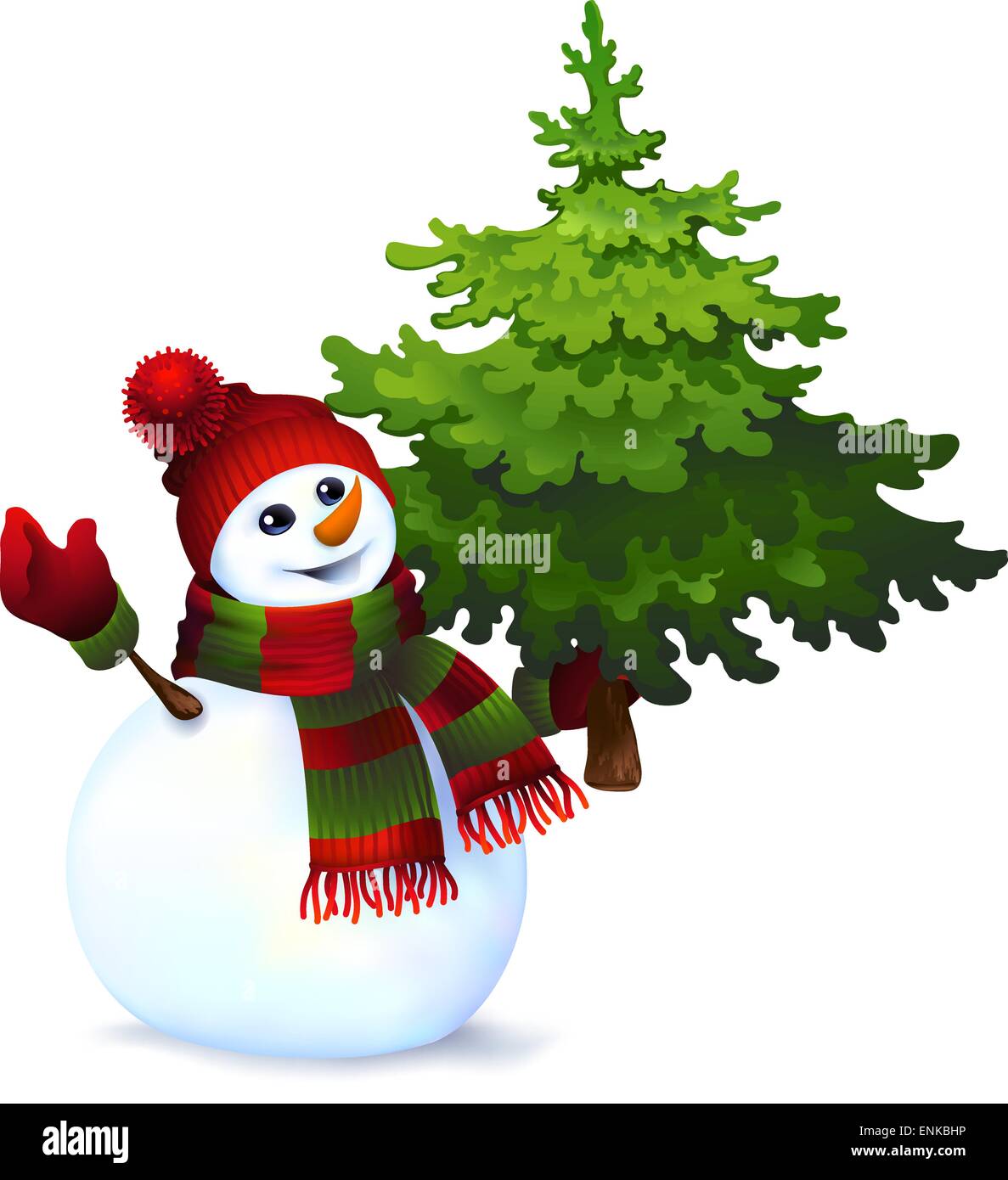 Cute snowman christmas tree Stock Vector Images - Alamy
