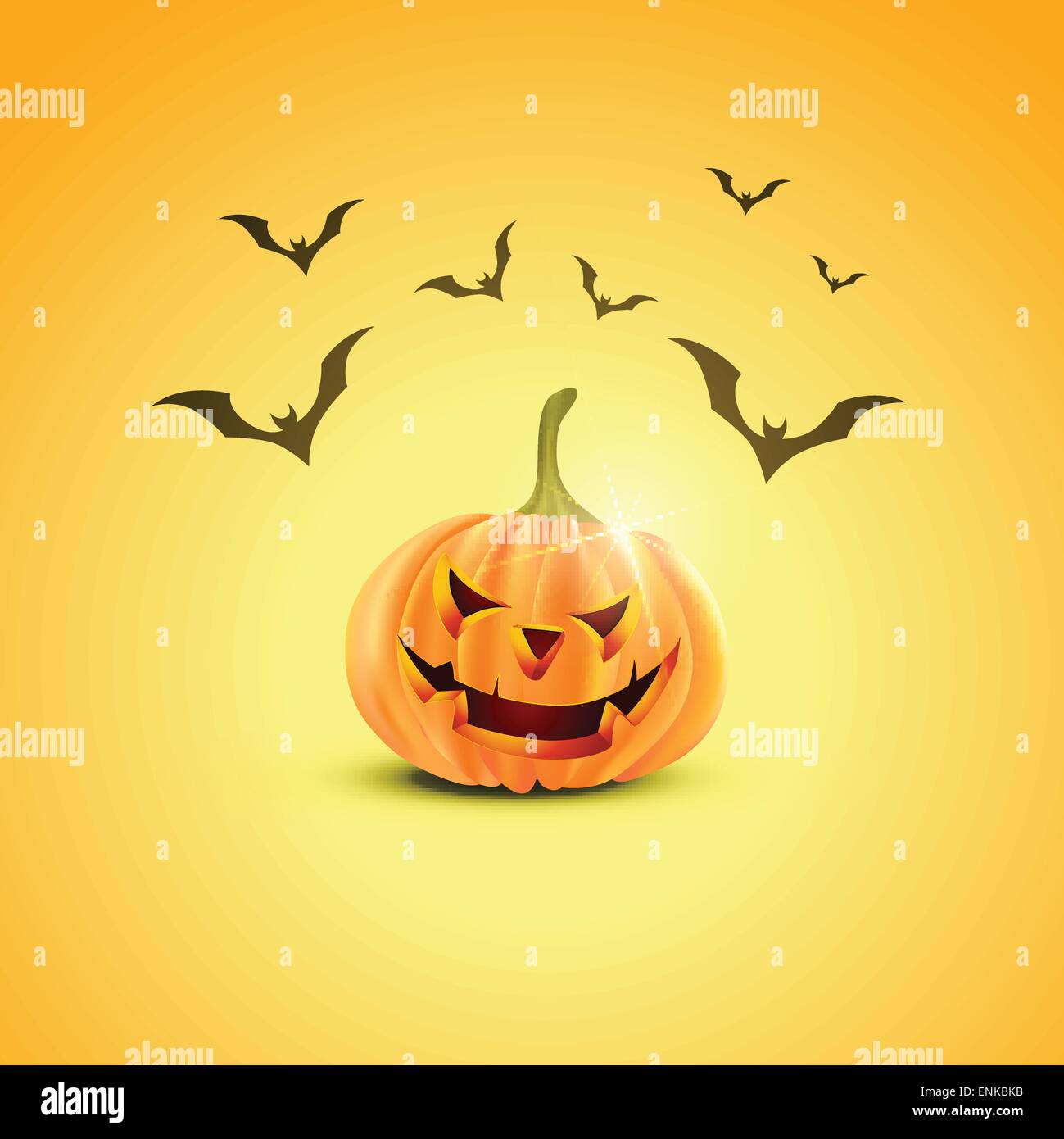 stylish halloween pumpkin design with flying bats Stock Vector Image ...