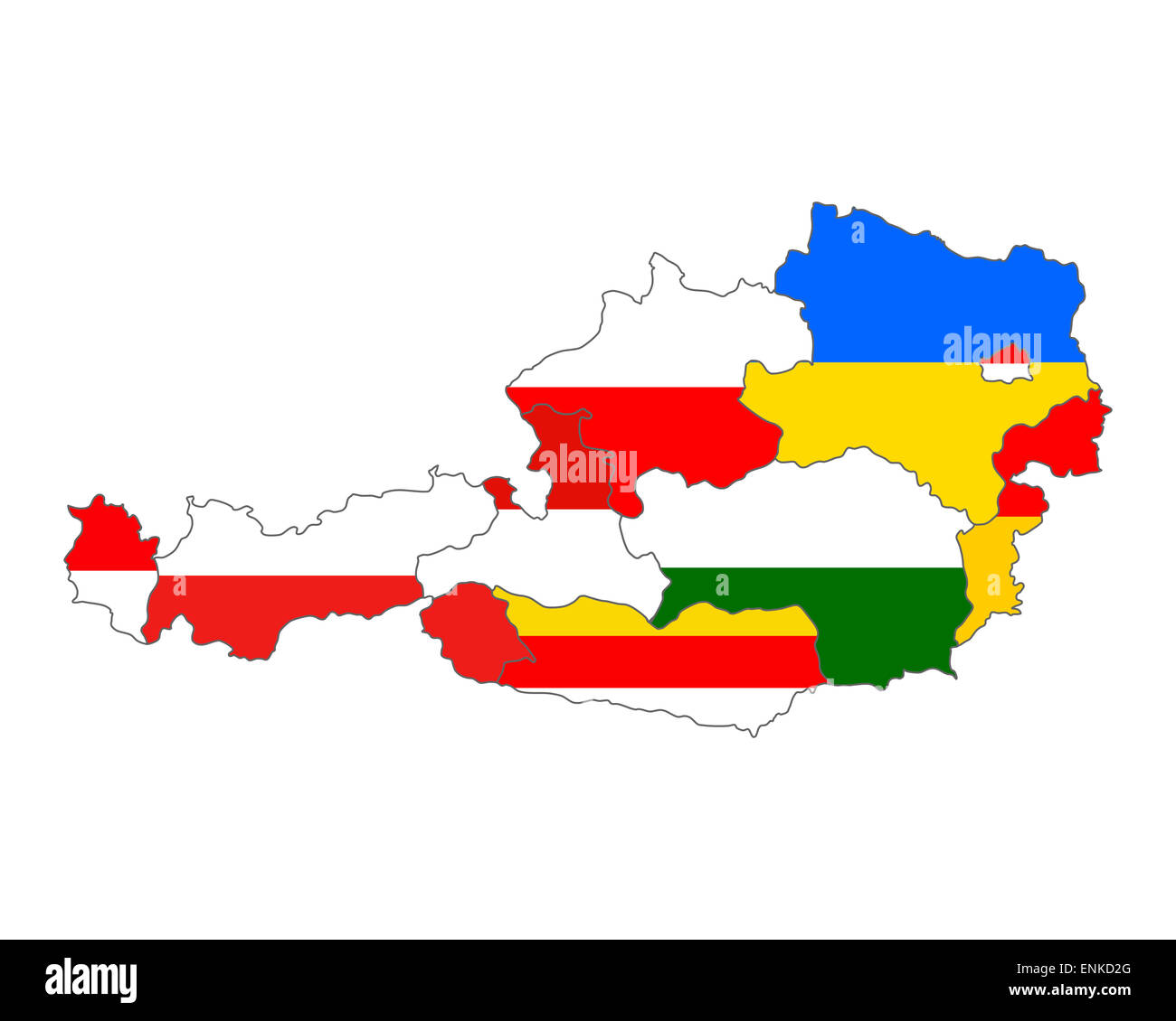 Map of Austria with flag of states Stock Photo - Alamy