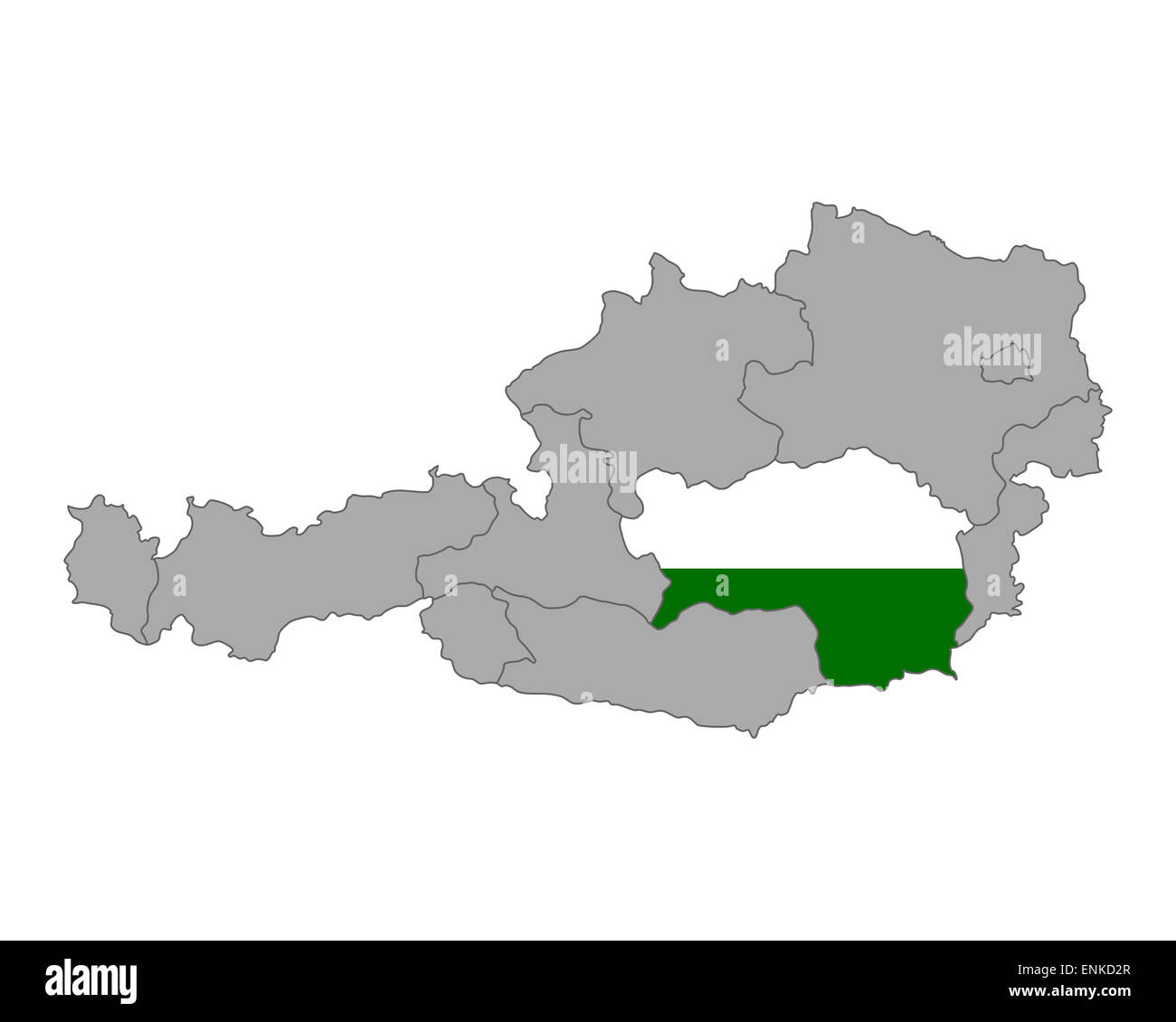 Map of Austria with flag of Styria Stock Photo - Alamy