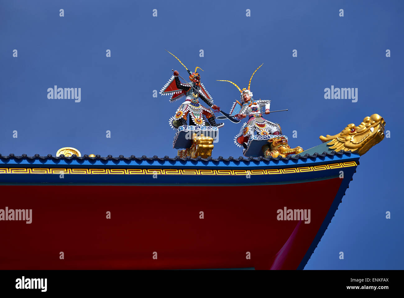 Ornate and colorful roof detail at Wihan Sian Chinese Temple. Pattaya ...