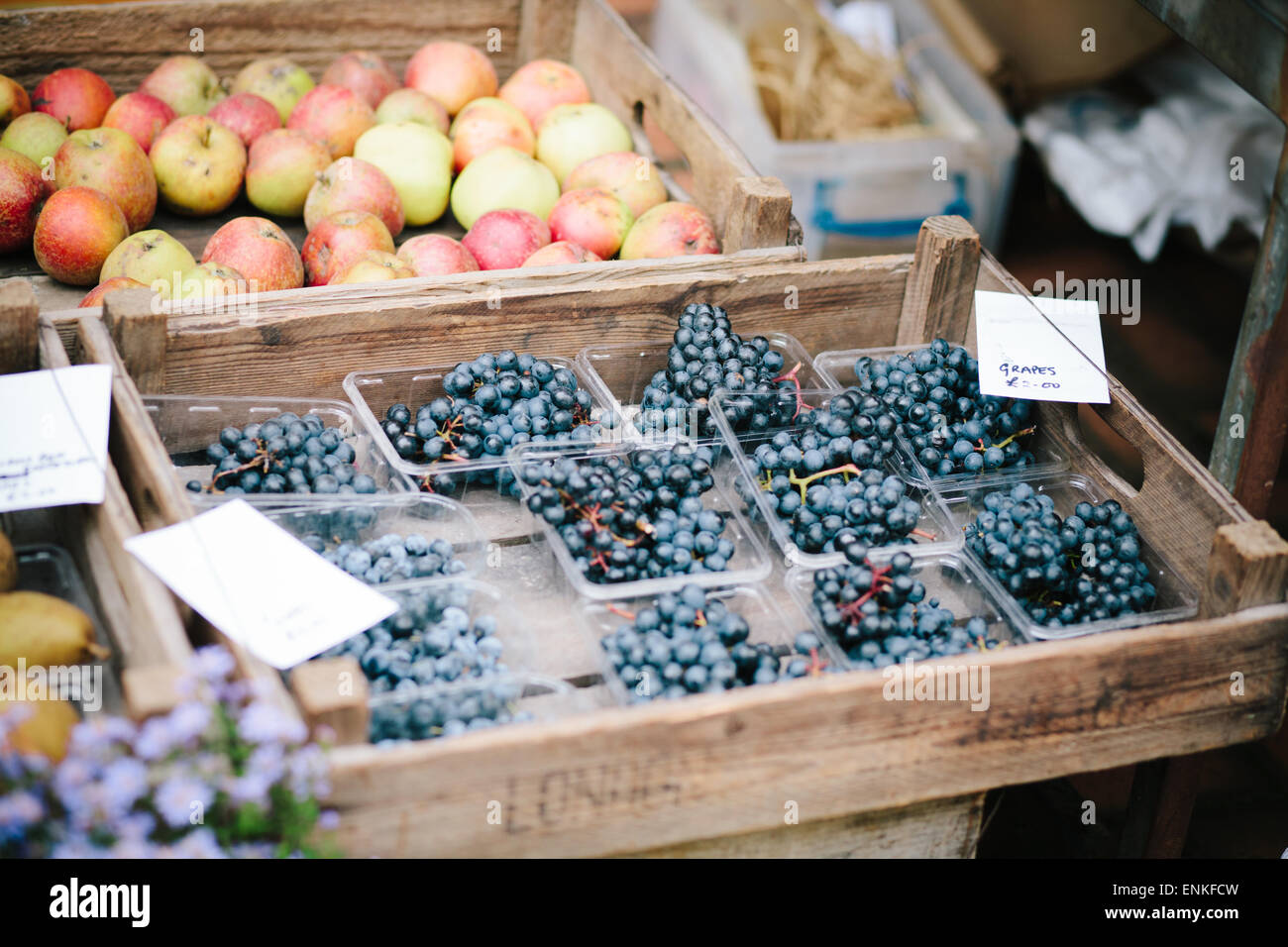 Blueberries for sale at stroud farmers market hi-res stock photography ...