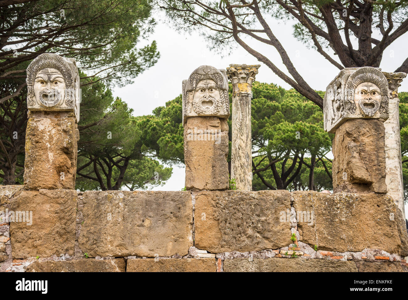 Details of roman mask sculpture, probably decoration of the theater in ...