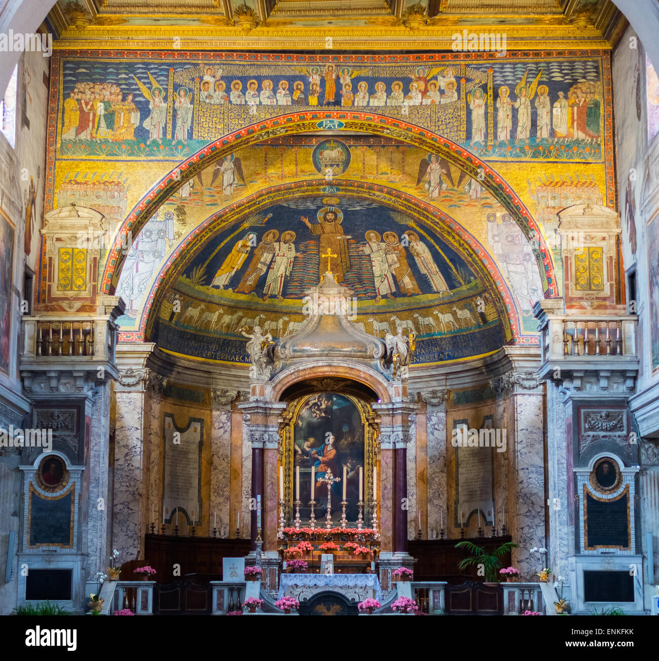 Interior of the wonderful Basilica of Saint Praxedes in Rome city ...