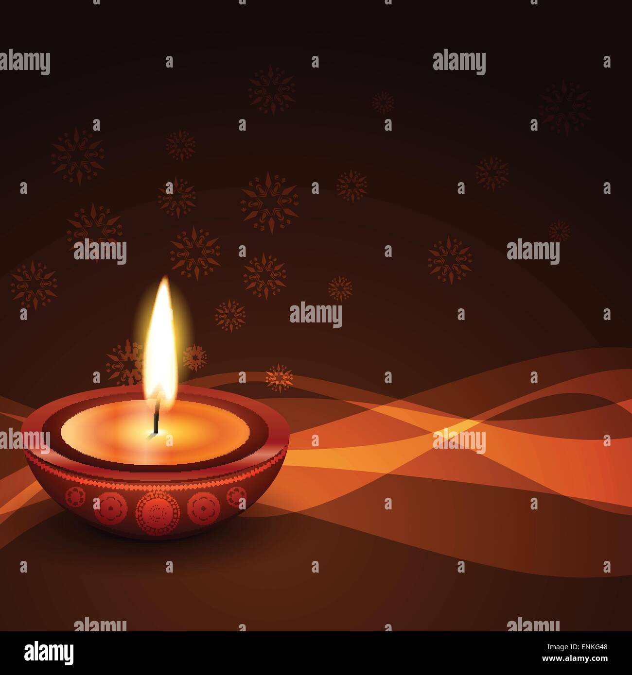 Vector stylish diwali diya on a wave background Stock Vector Image ...