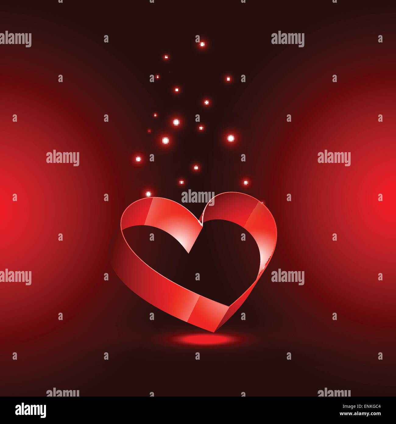 vector illustration of heart in red background with glow effect Stock ...