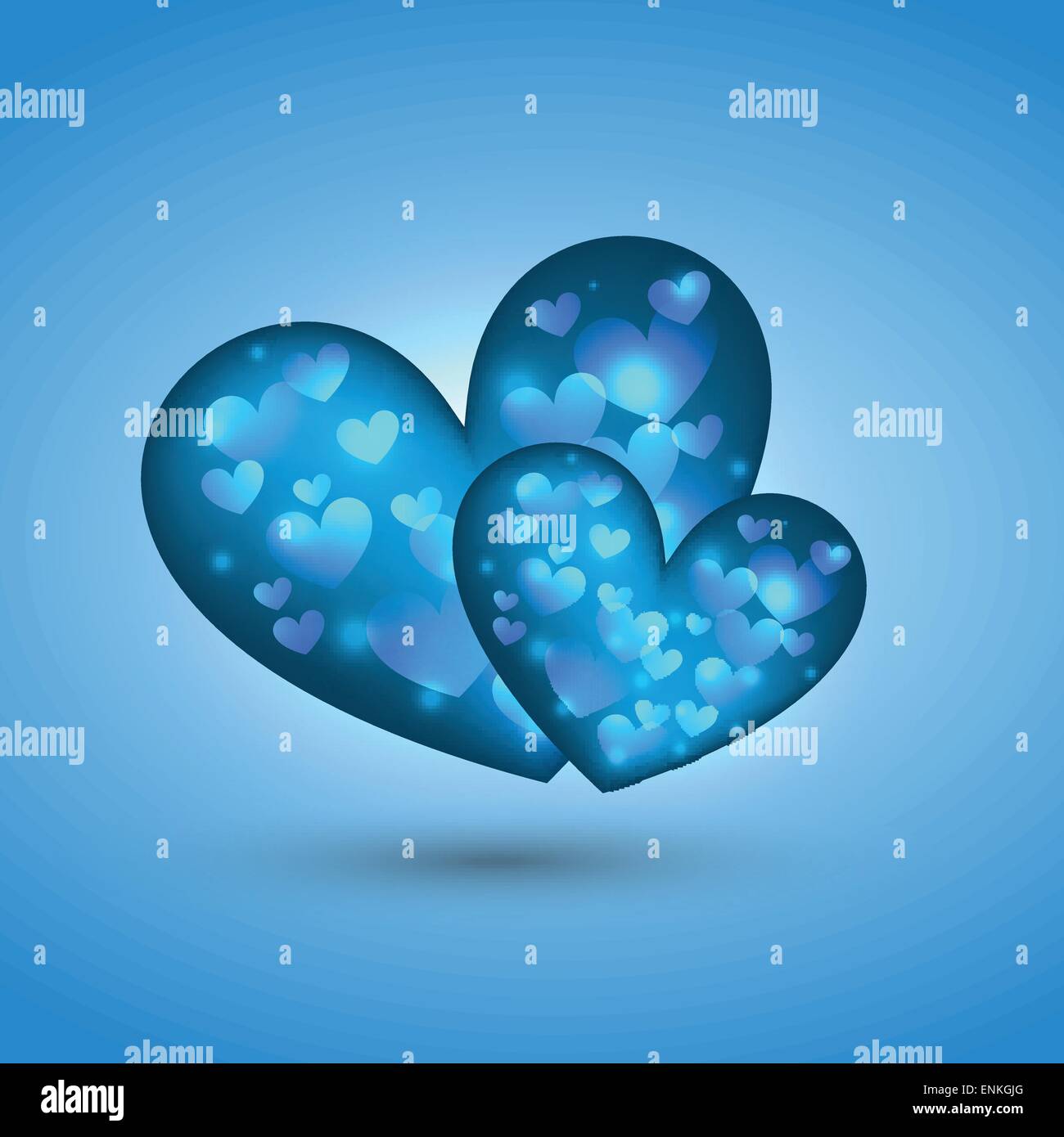vector beautiful heart illustration in blue background Stock Vector ...
