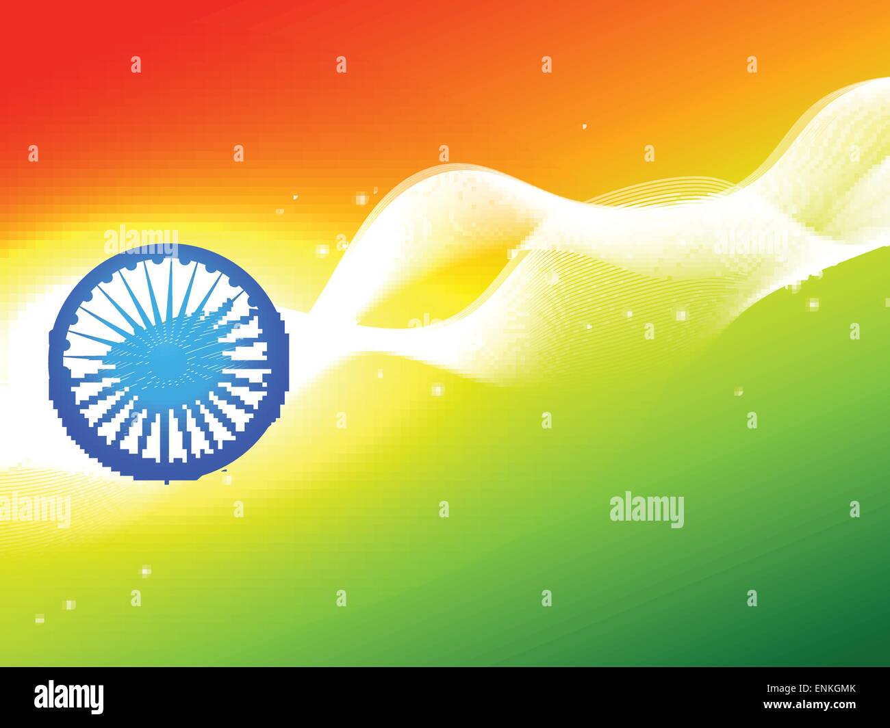 vector indian flag wheel with wave in tricolor background Stock Vector ...