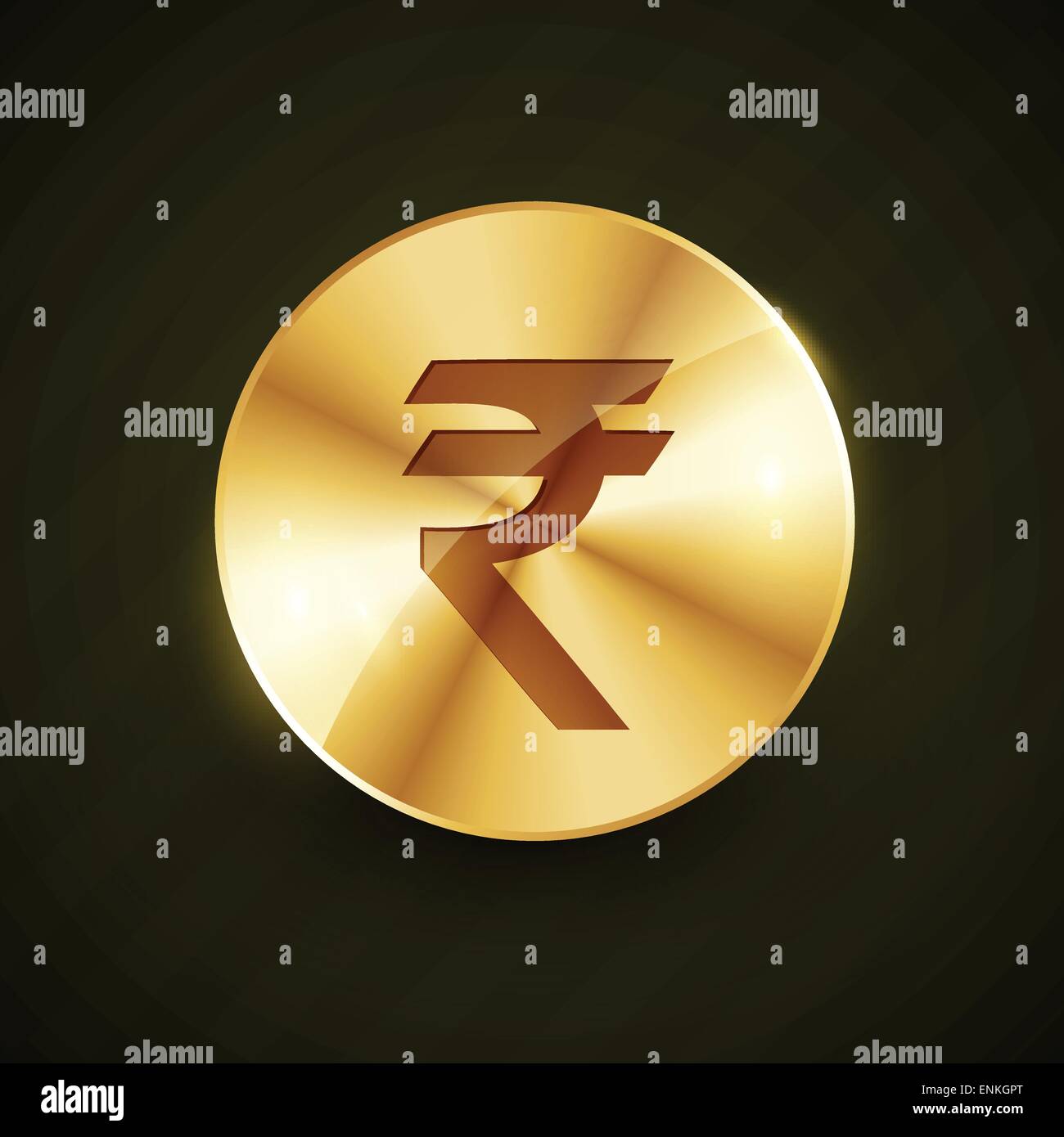 indian ruppe gold coin with shiny effects vector illustration Stock ...