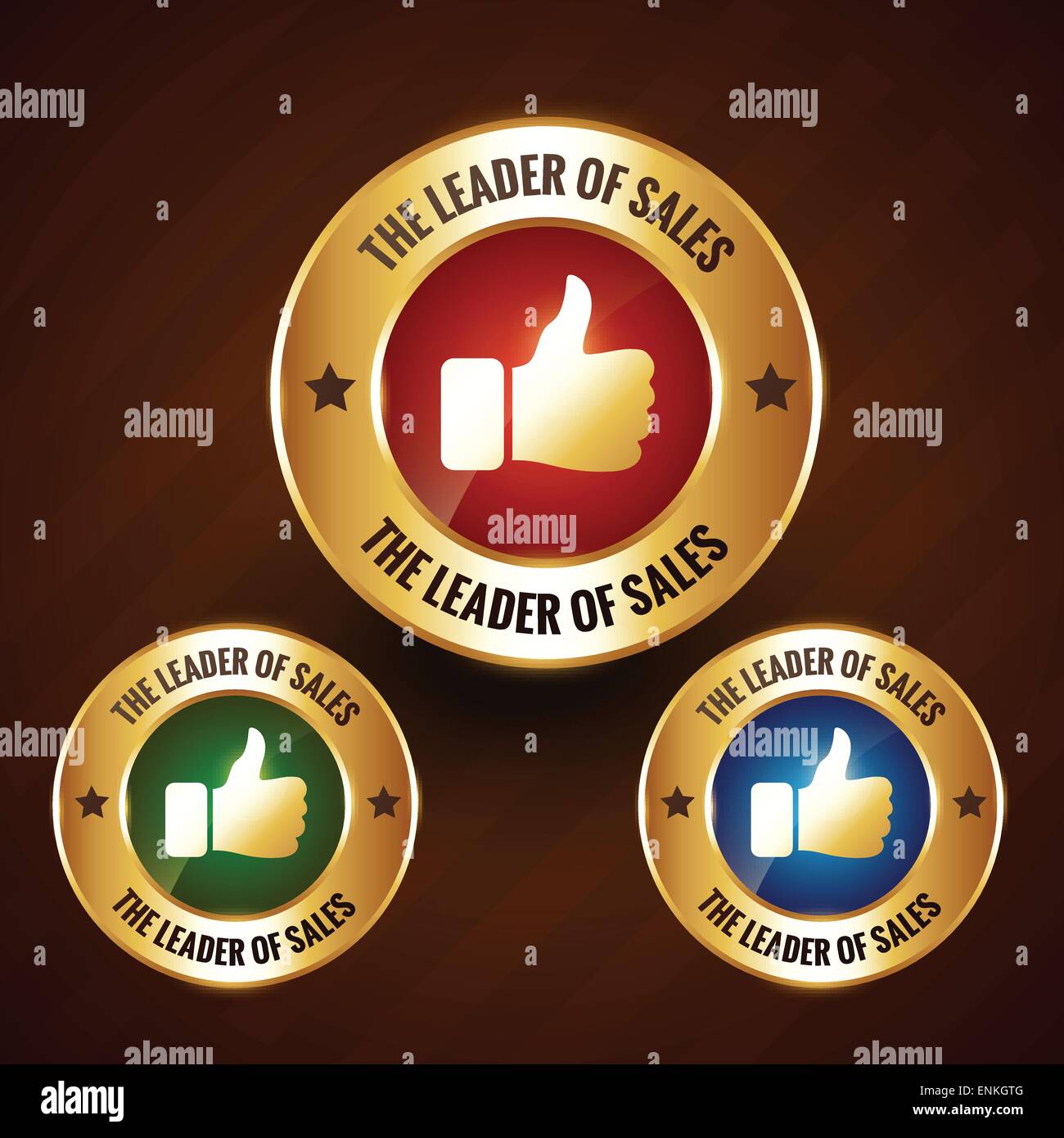 leader of sales vector golden label badge design with set of three ...