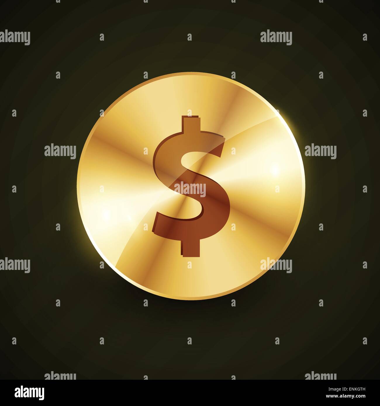dollar symbol engraved on golden coin vector illustration design Stock ...