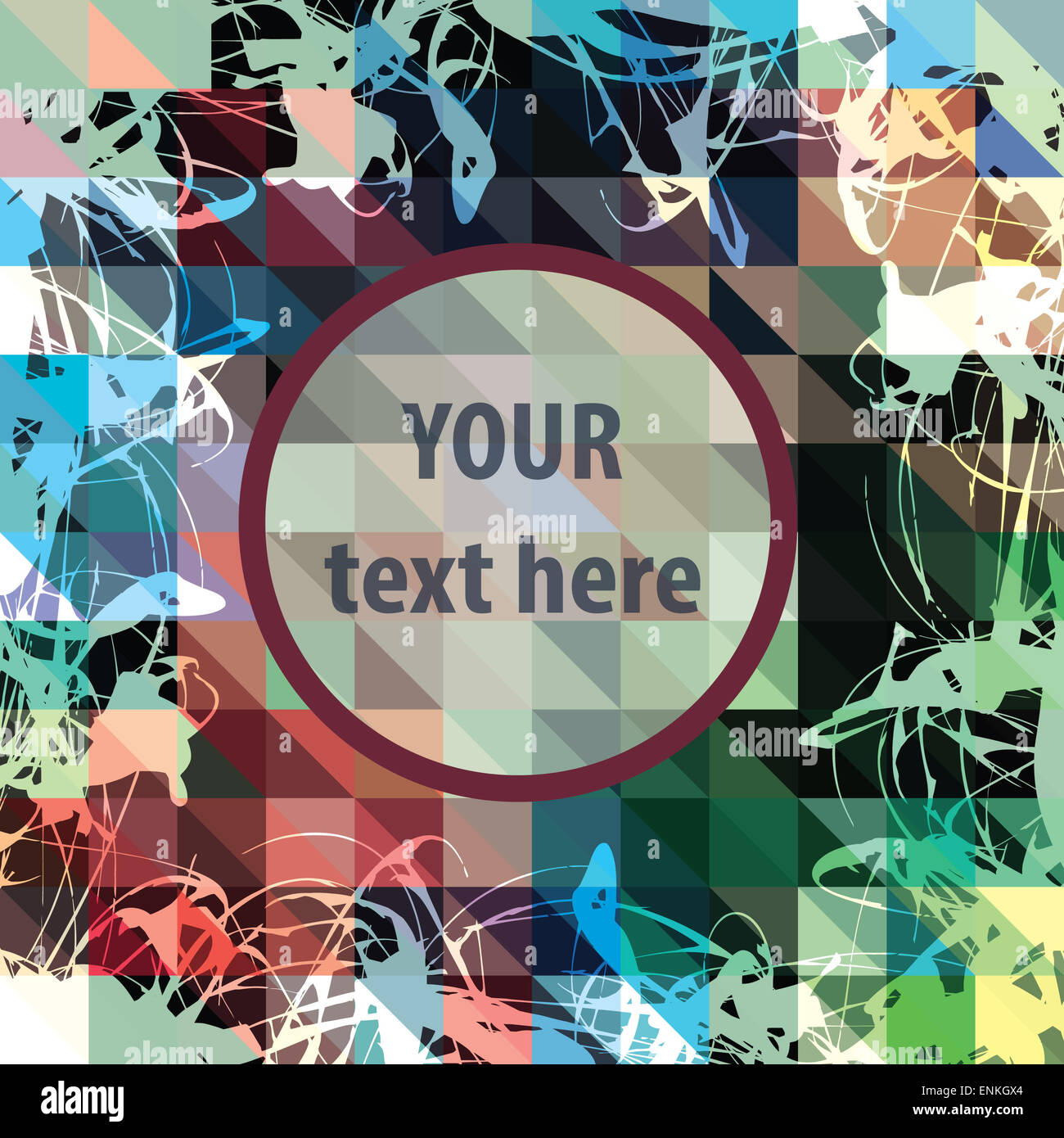 Round frame for text over colorful triangles background Stock Photo - Alamy